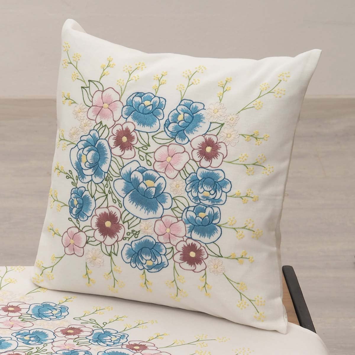 Nob Hill™ Calming Floral Pillow Cover Stamped Embroidery Kit - Walmart.com