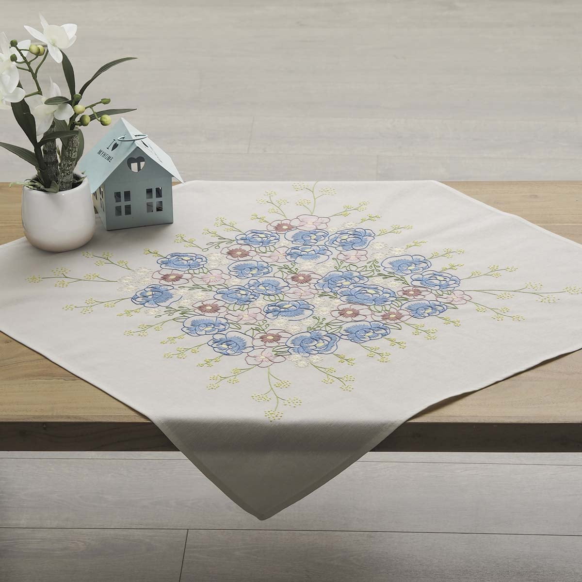 Nob Hill™ Calming Floral Table Topper Stamped Embroidery Kit - Walmart.com