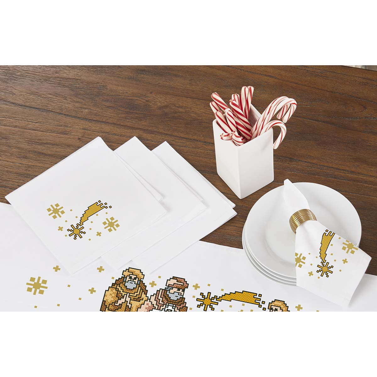 Nob Hill™ Golden Nativity Napkins Stamped Cross-Stitch - Walmart.com
