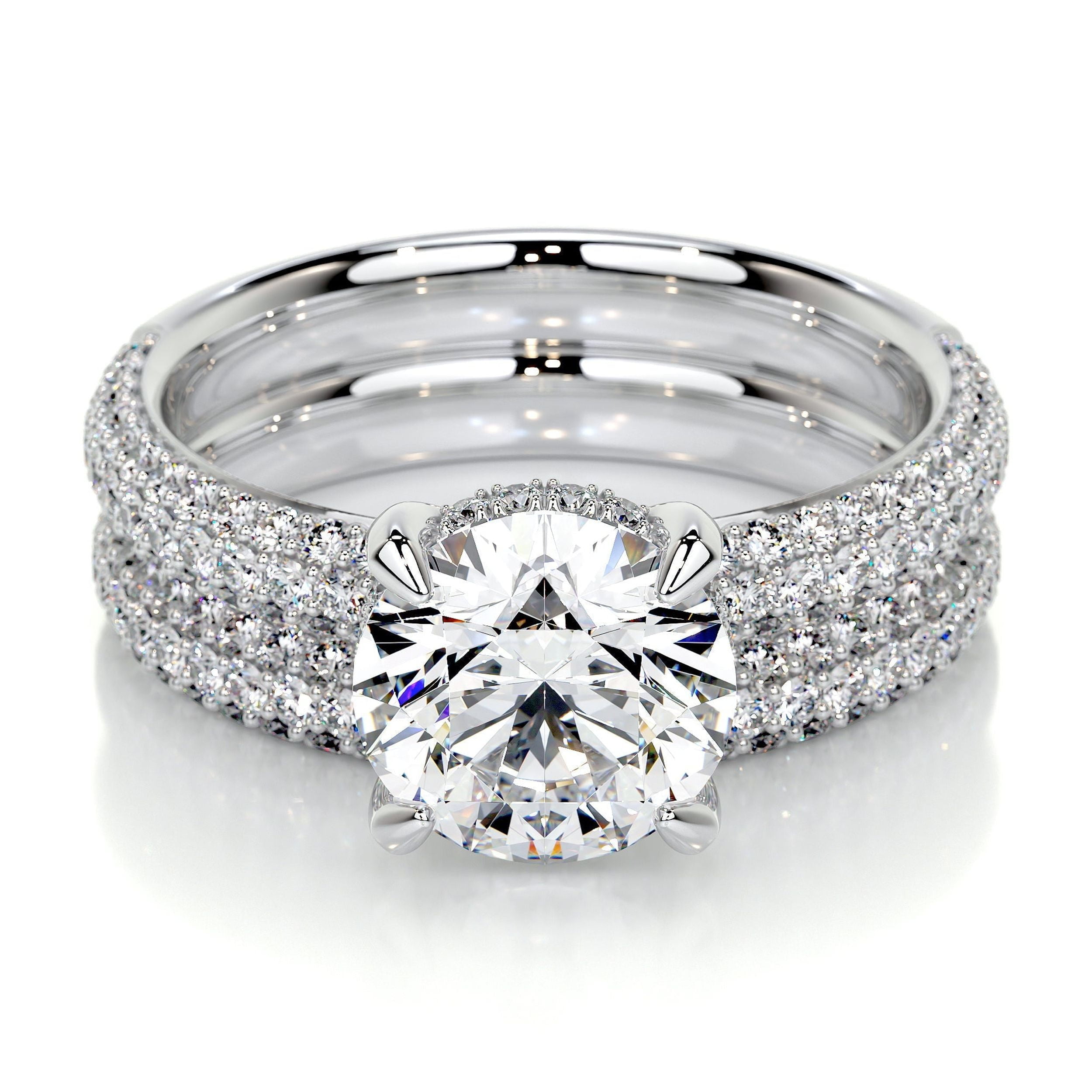 Nobel Jewel 2 Ct Round Cut Eternity Ring with Hidden Halo and Broad ...
