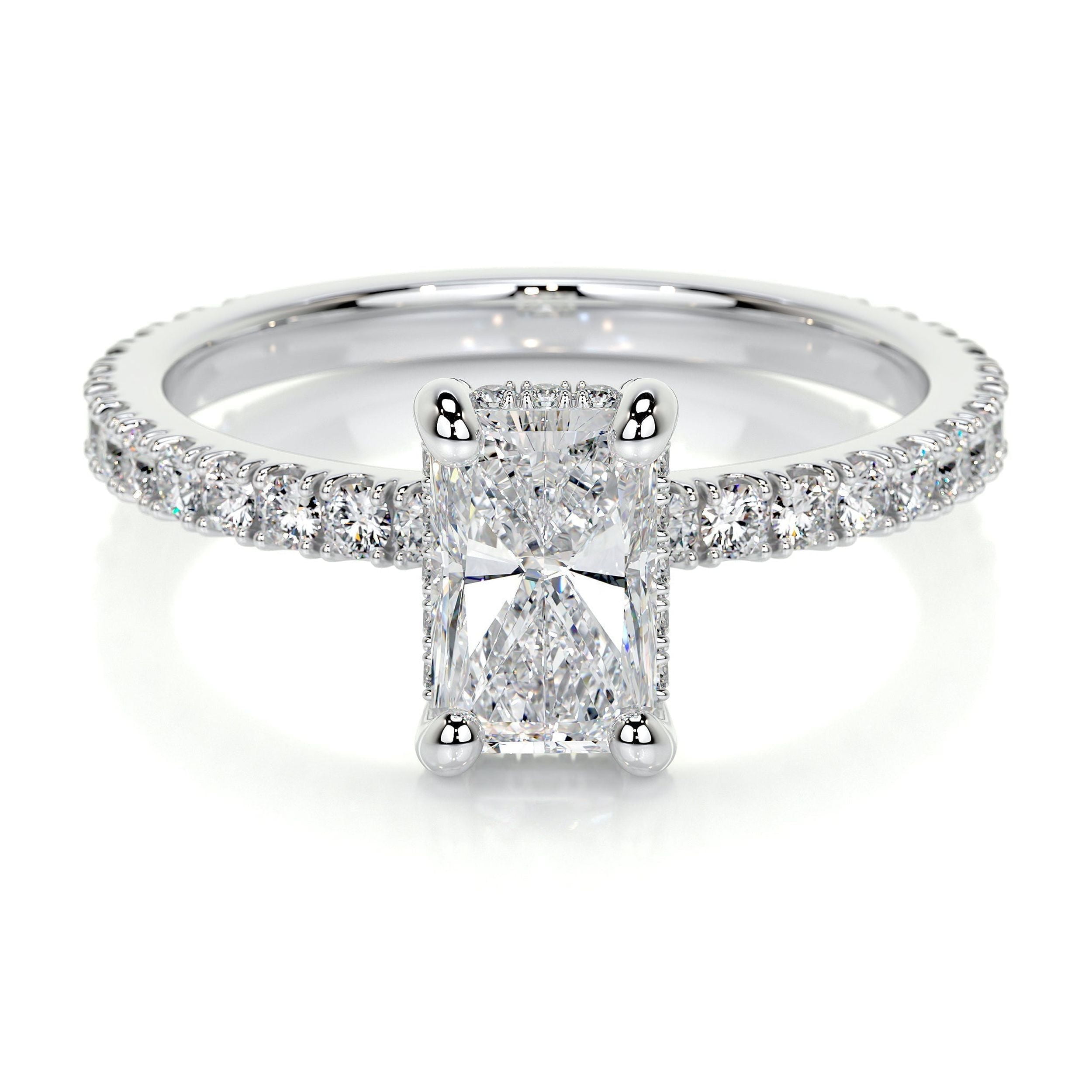 Nobel Jewelry 1.7 Ct Radiant Cut Hidden Halo Eternity Moissanite Ring ...