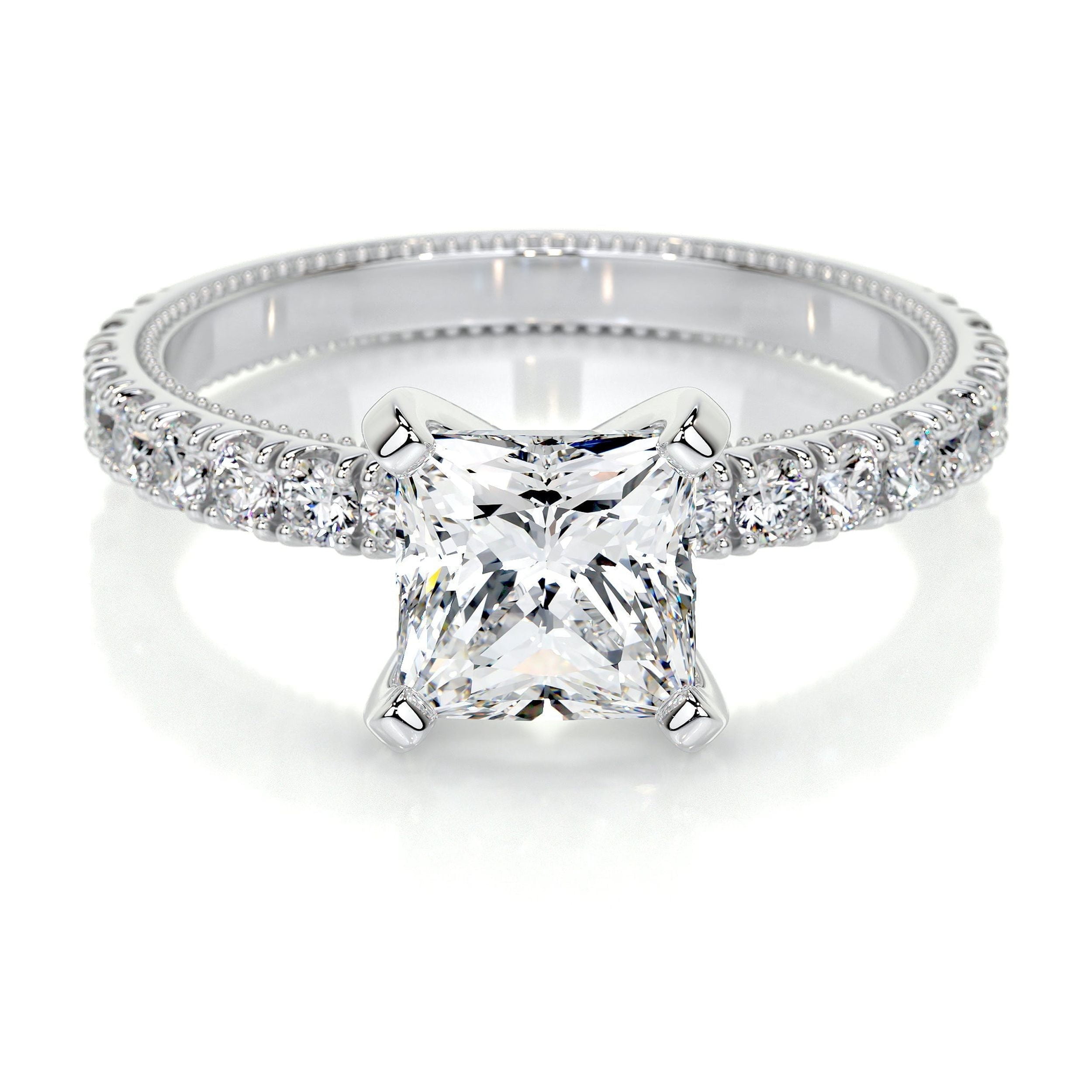 Nobel Jewelry 1.8 Ct Princess Cut Brilliant Moissanite Ring for Women ...