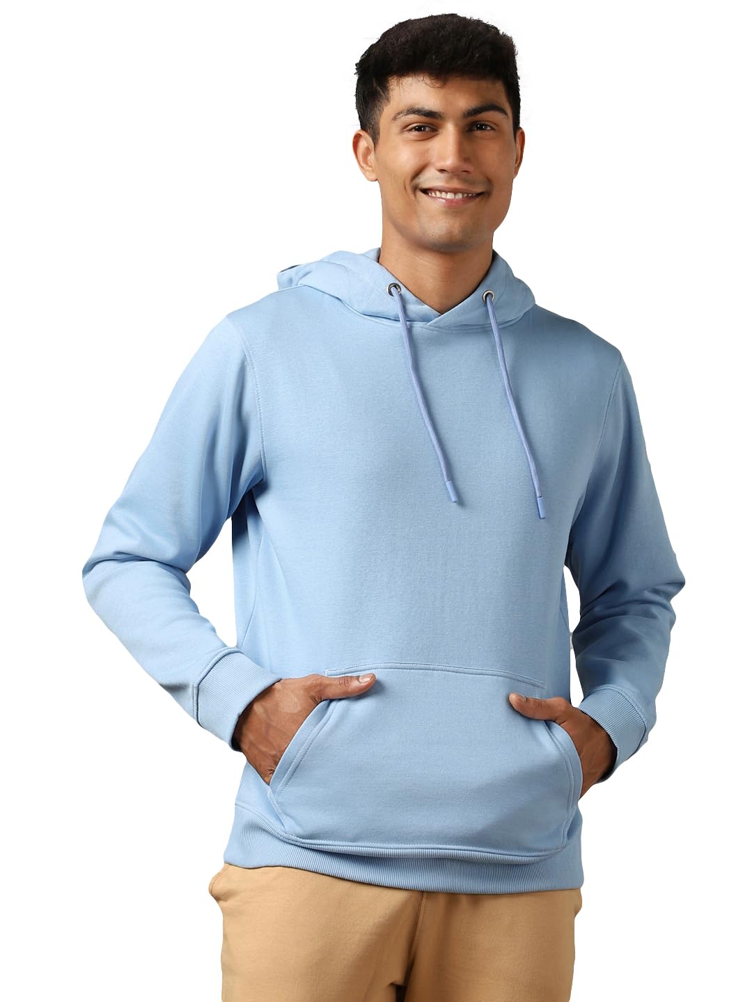 Nobero Elegant Unisex Powder Blue Cotton Solid Plain Hoody Sports ...