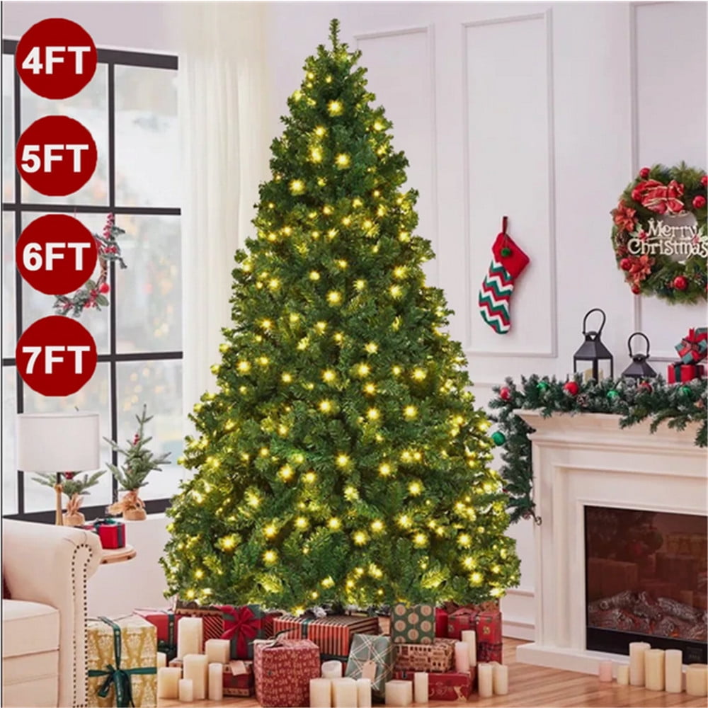 Noble 4/5/6/7ft LED Artificial Christmas Tree – Green Spruce PVC With ...