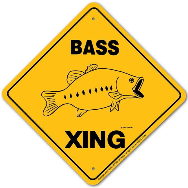 Noble Beasts Graphics 20761 Bass Xing Sign Aluminum 12 in X 12 in 1 ...