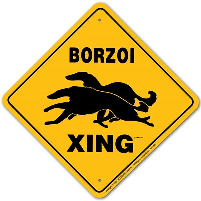 Noble Beasts Graphics 20589 Borzoi Xing Sign Aluminum 12 in X 12 in 9 ...