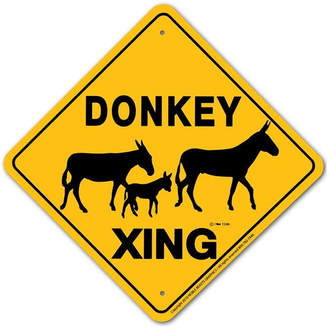 Noble Beasts Graphics 20308 Donkey Xing Sign Aluminum 12 in X 12 in 8 ...