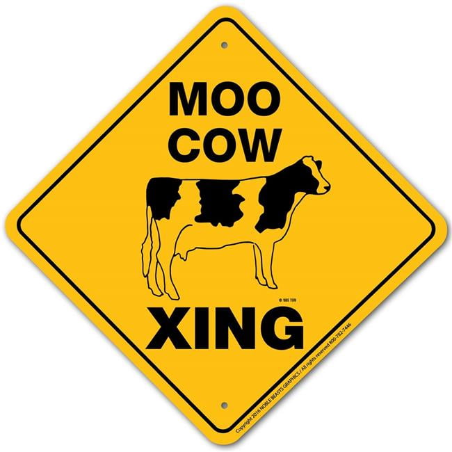 Noble Beasts Graphics 20733 Moo Cow Xing Sign Aluminum 12 in X 12 in 3 ...