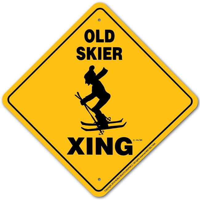 Noble Beasts Graphics 20942 Old Skier Xing Sign Aluminum 12 in X 12 in ...
