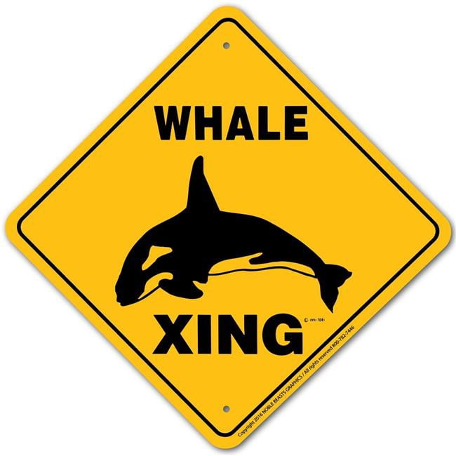 Noble Beasts Graphics 20668 Whale Xing Sign Aluminum 12 in X 12 in 8 ...