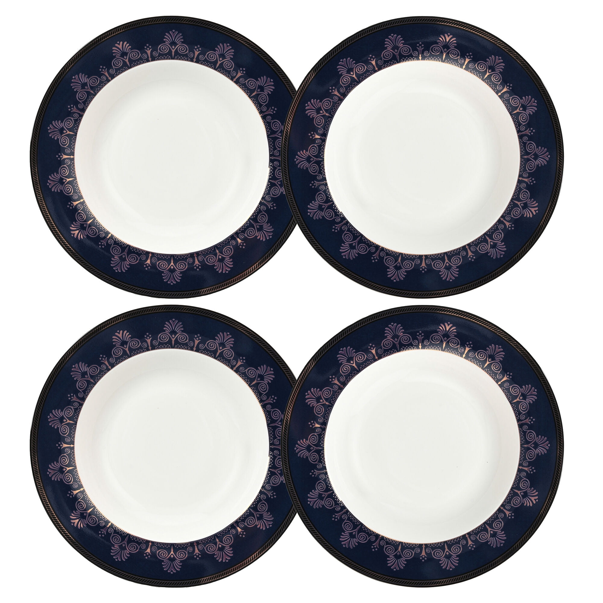 Noble Cobalt Bone China Deep Plate Set of 4 - Walmart.com