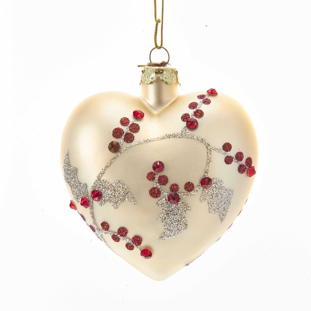 Noble Gems SOFT GOLD HEART Glass Christmas Ornament with Swarovski ...