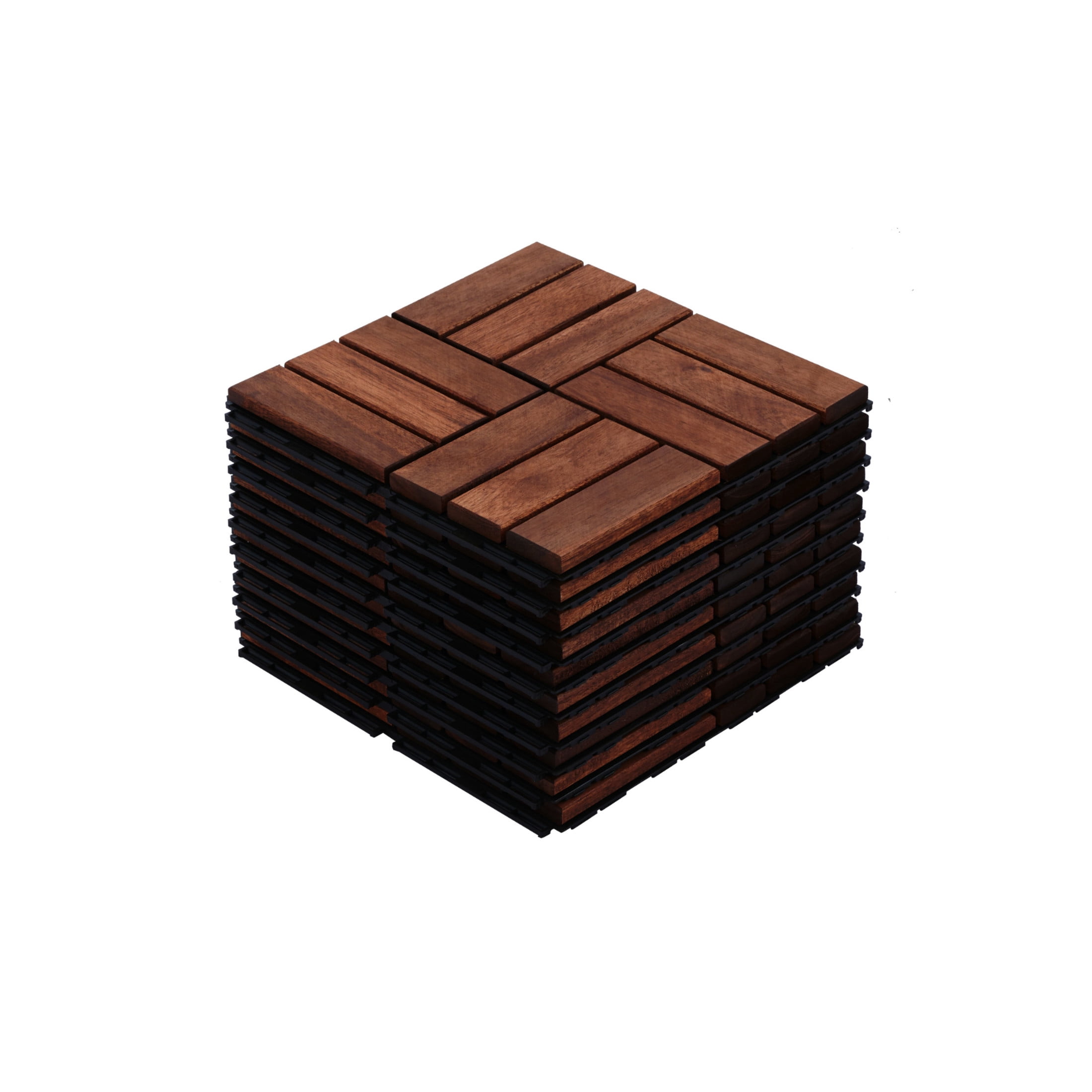 Noble House 12" Checker Acacia Wood Interlocking Deck Tiles, All ...