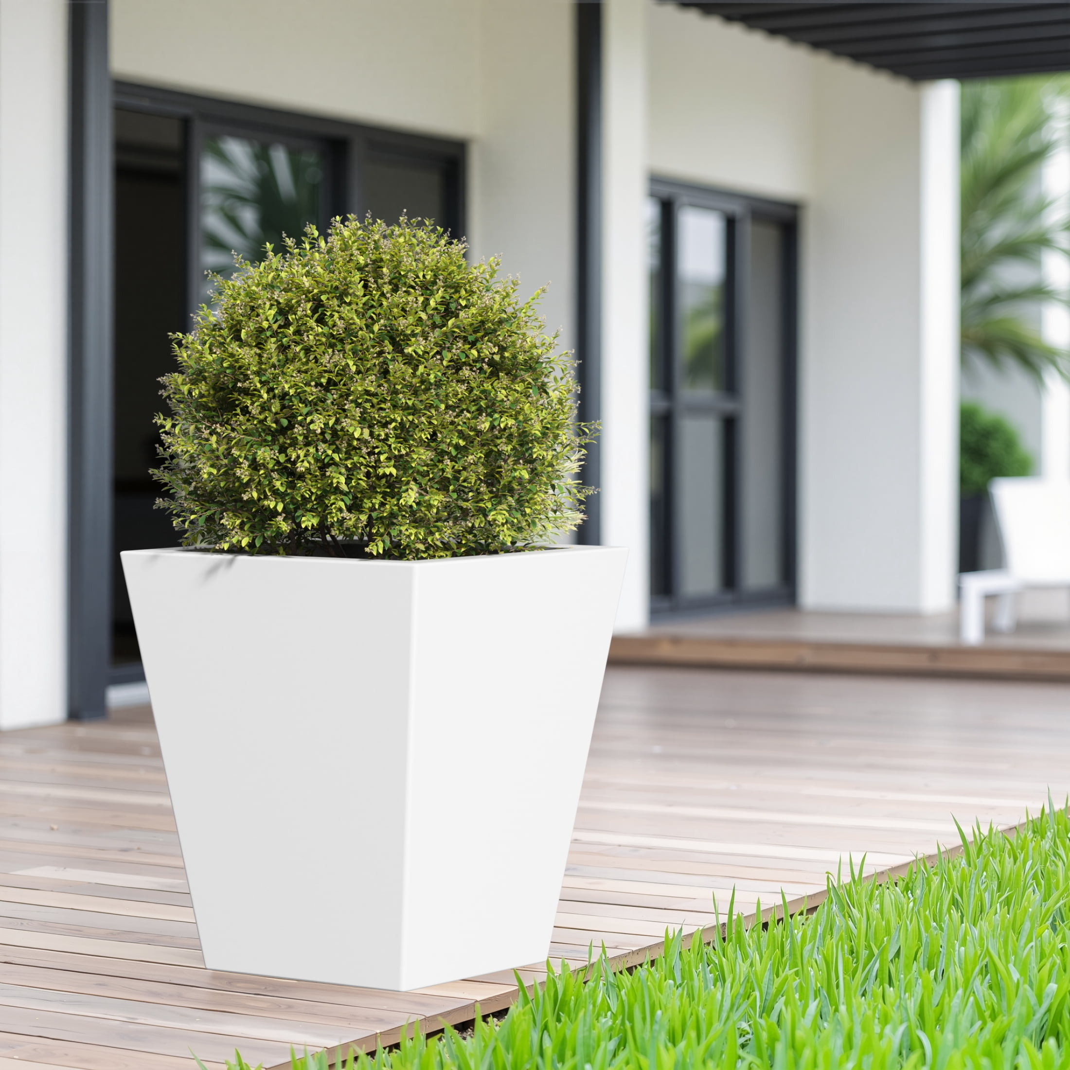 Noble House 18" Tapered Metal Planter, Indoor/Outdoor, Drainage Hole ...