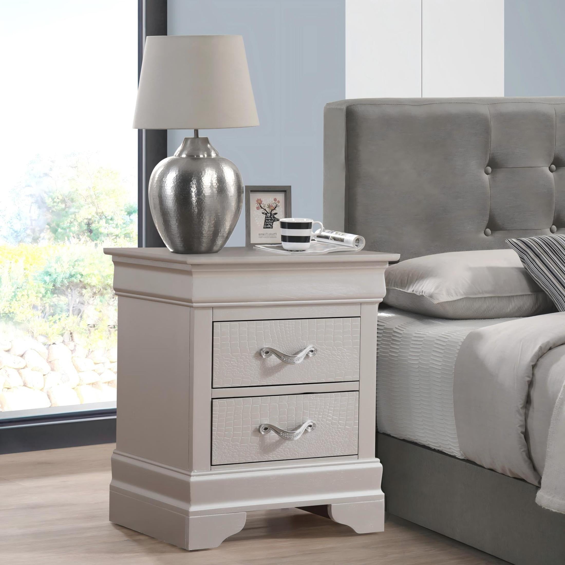 Noble House 2-Drawer Nightstand, Transitional Bedside Table with ...