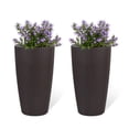 Noble House 2 Pack 22.44" Tall Self-Watering Faux Rattan Planters with ...