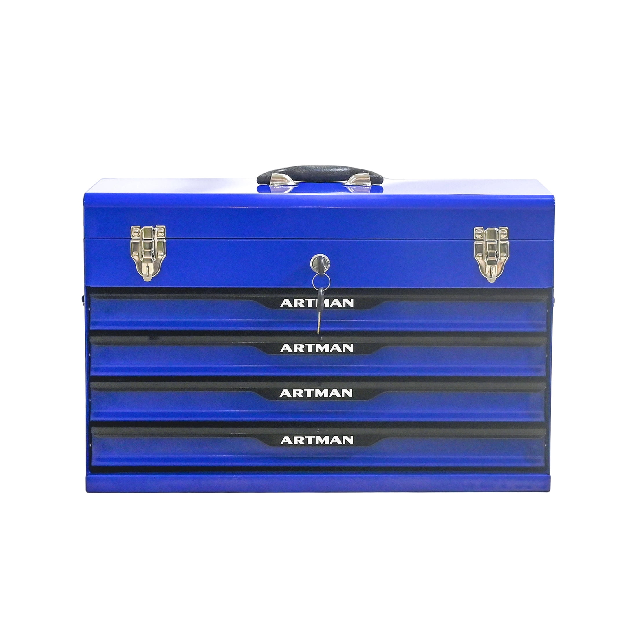 Noble House 20" Steel Portable Tool Box with 3 Drawers & Lock Closure ...