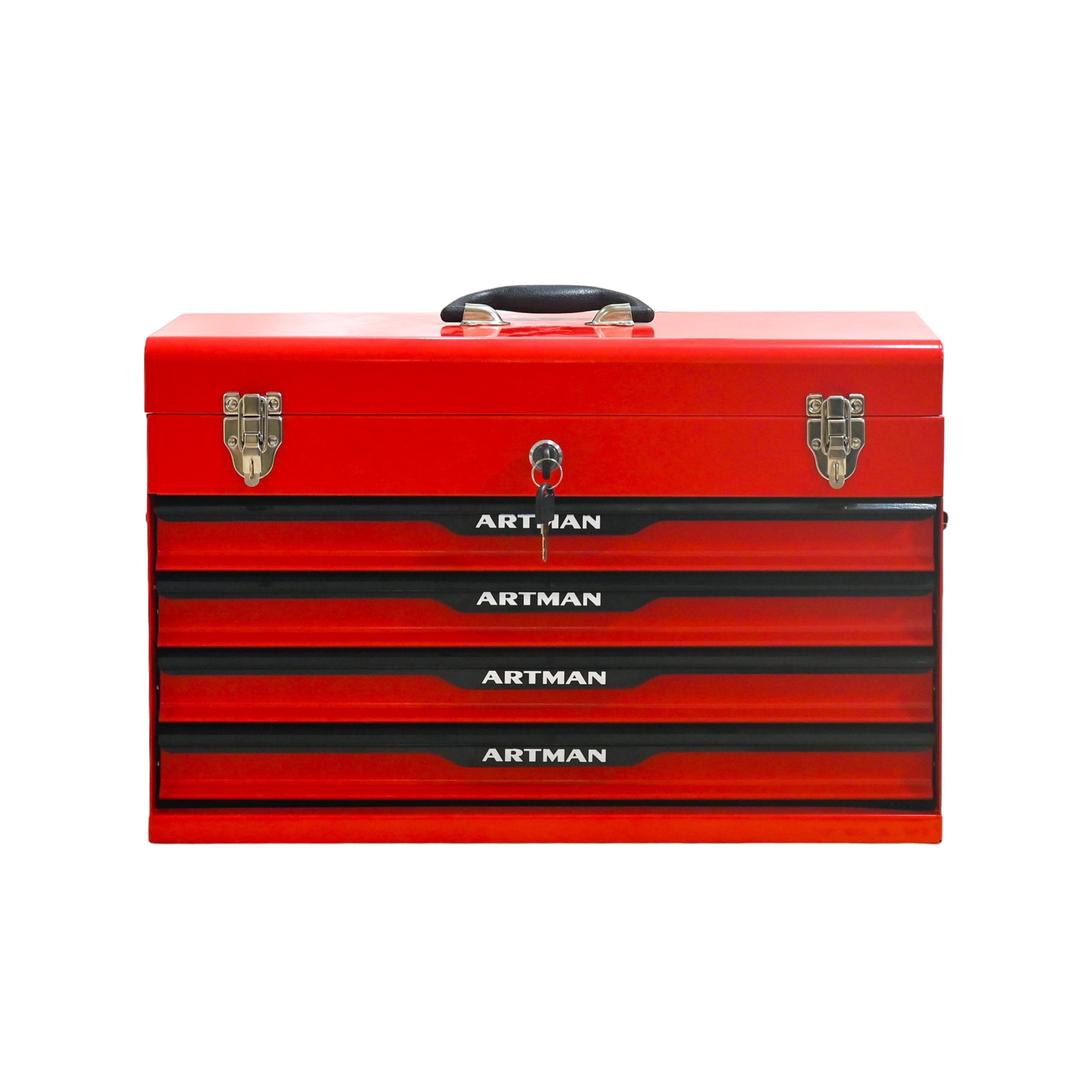 Noble House 20" Steel Portable Tool Box with 3 Drawers & Lock Closure ...
