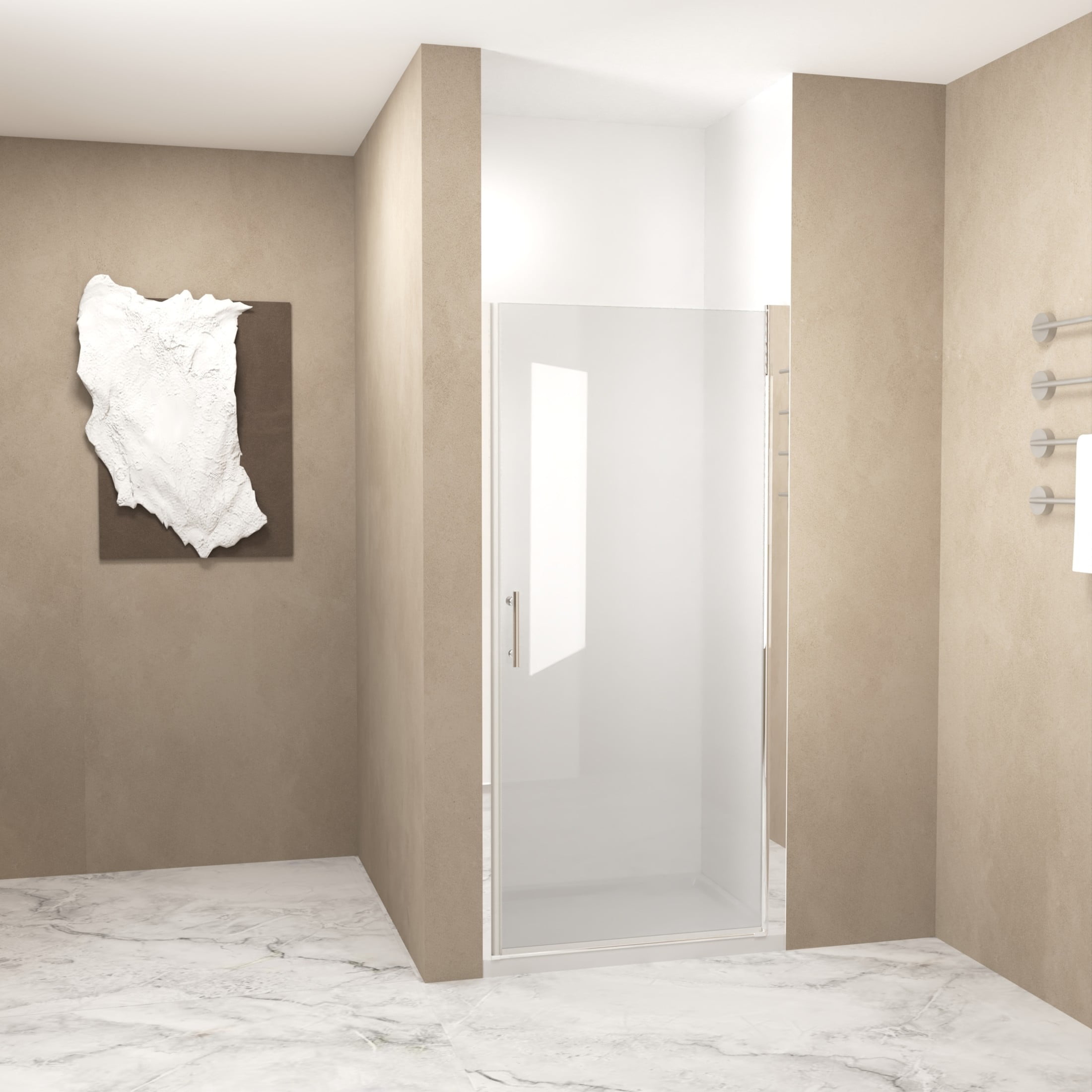 Noble House 24"x72" Pivot Shower Door, Aluminum Frame with Tempered ...