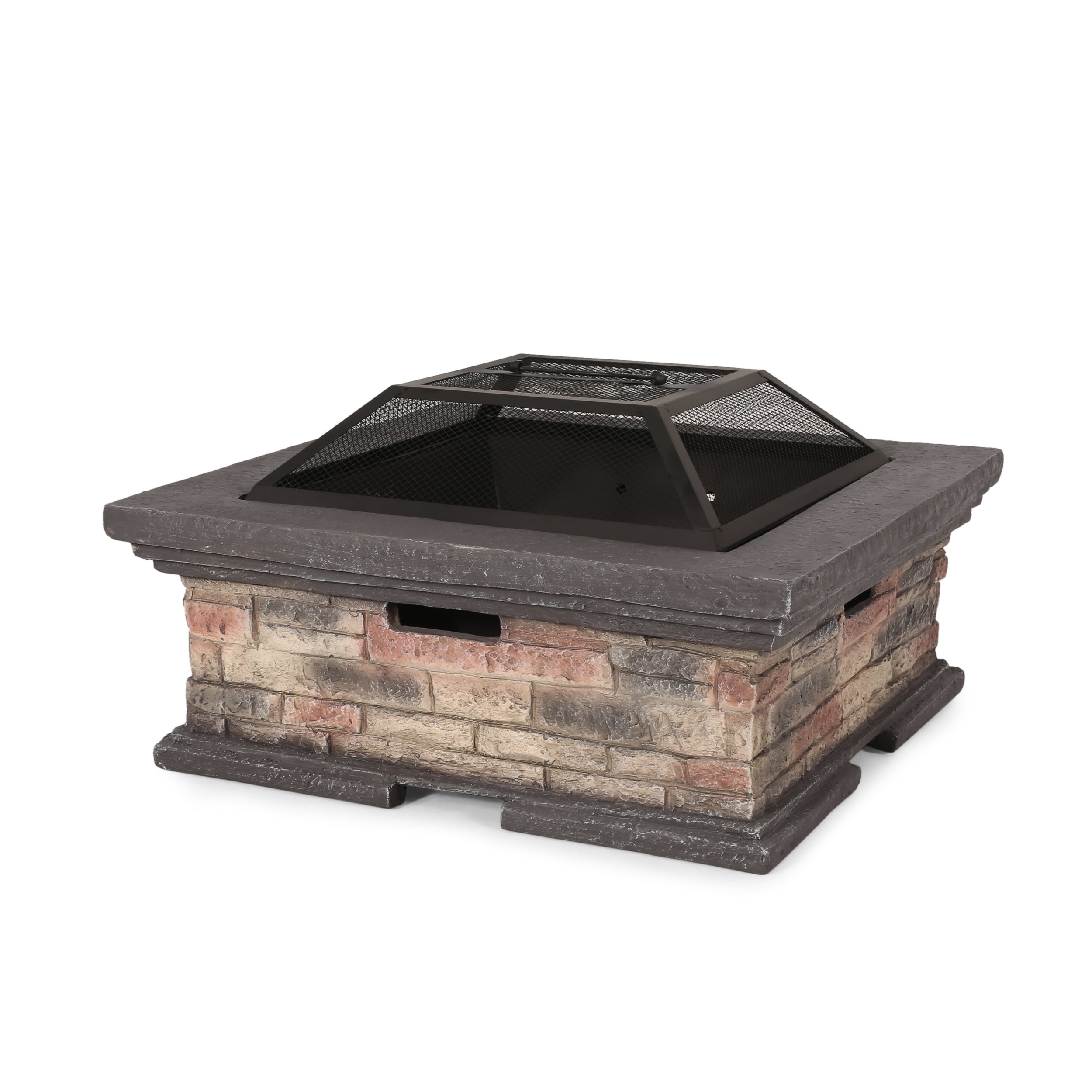 Noble House 29" Square Wood Gray Finish Concrete Fire Pit - Walmart.com