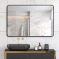Noble House 30"x40" Rectangular Bathroom Wall Mirror, Metal Frame with ...