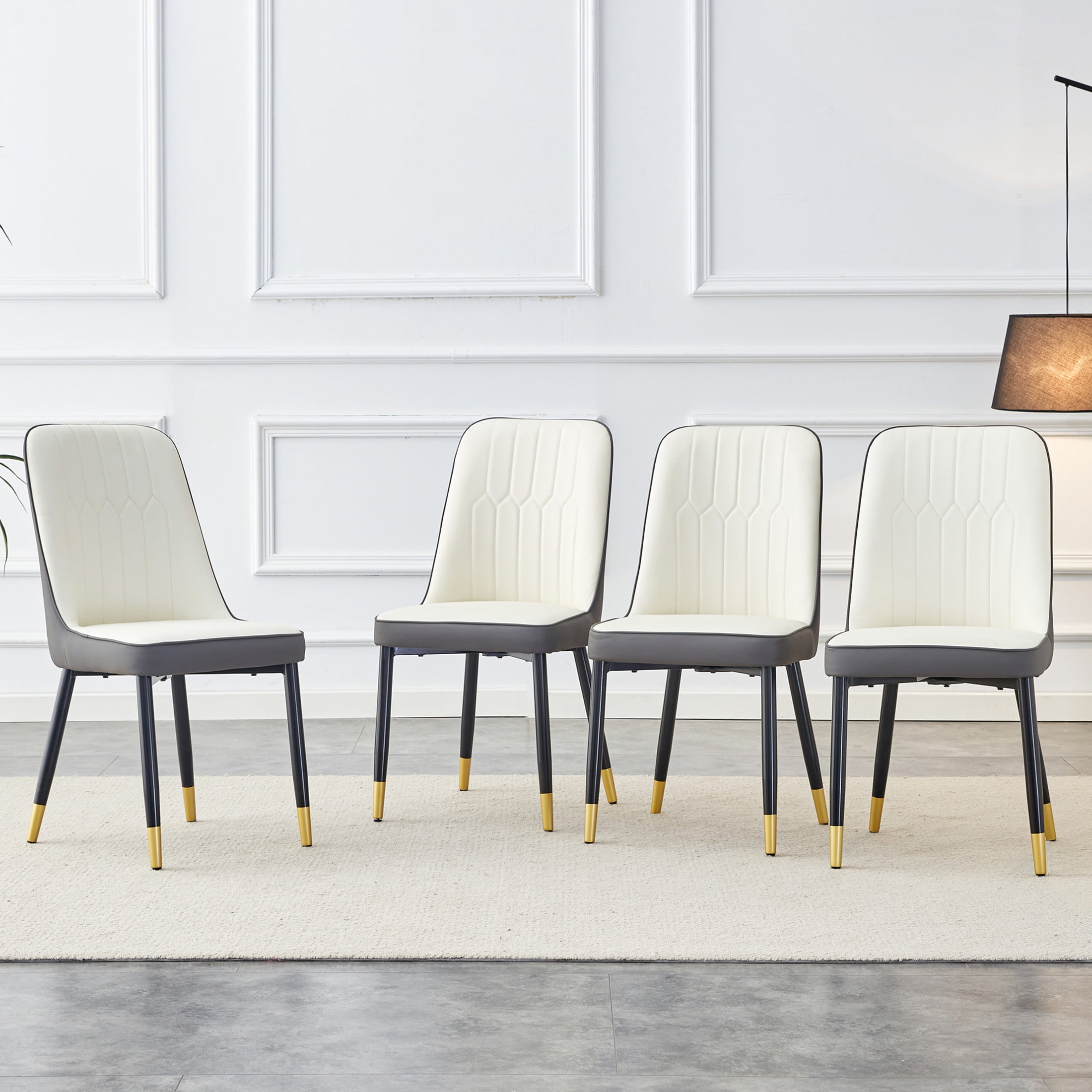Noble House 35" Modern Dining Chairs, PU Leather Seat & Back Side ...