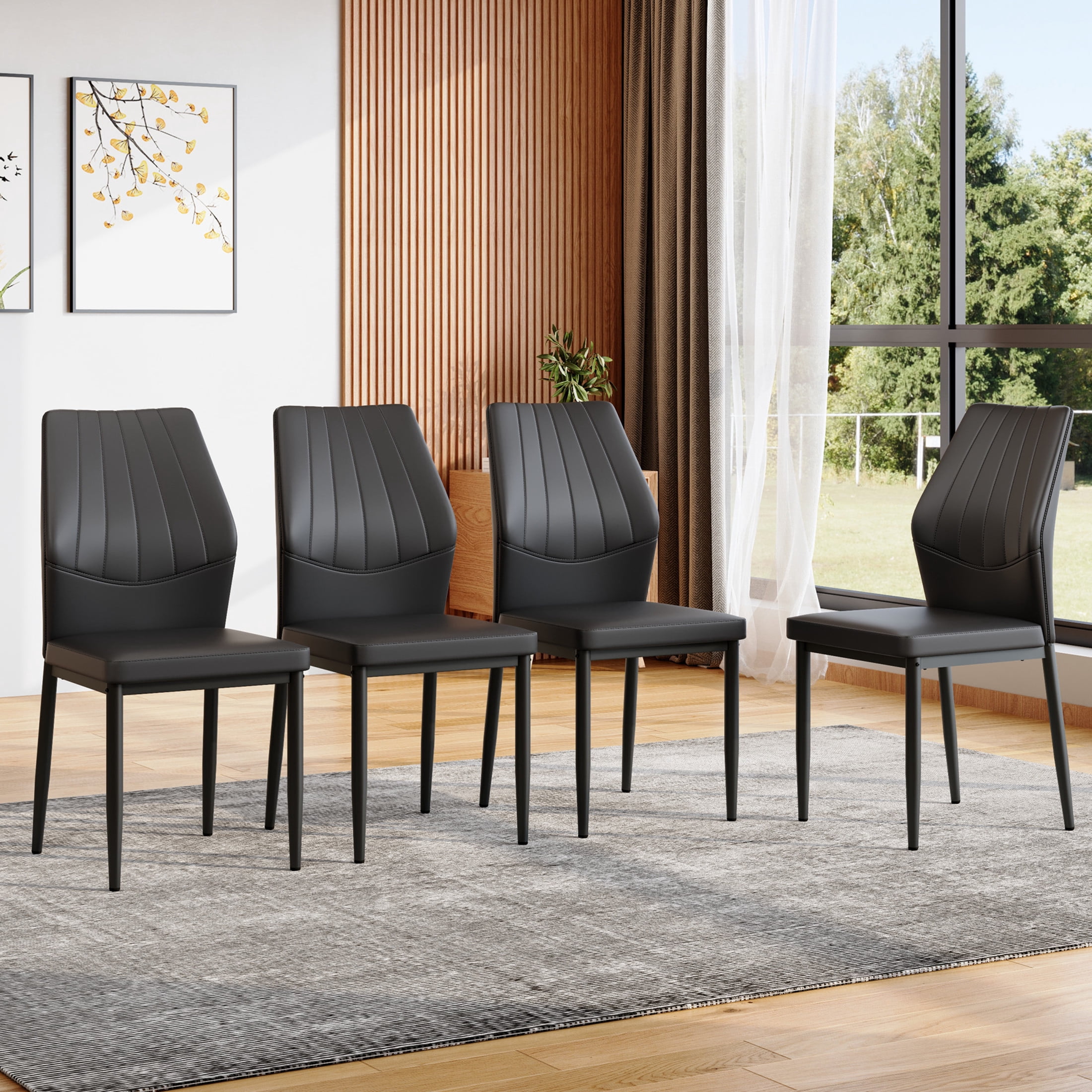 Noble House 37" Luxury Dining Chairs, PU Leather Shell Back, Ergonomic ...