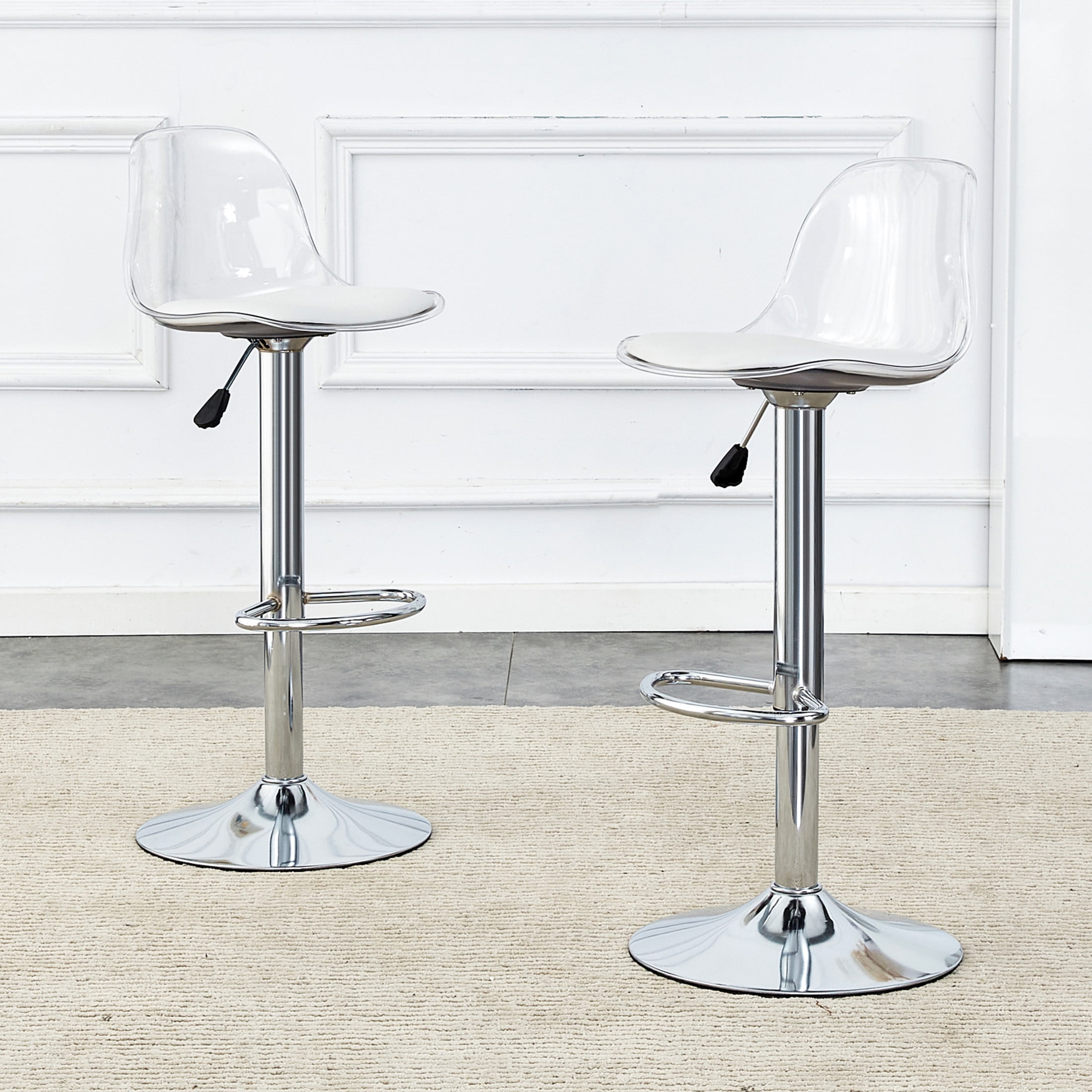 Noble House 39" Adjustable Swivel Bar Stools, Acrylic Backrest and PU ...
