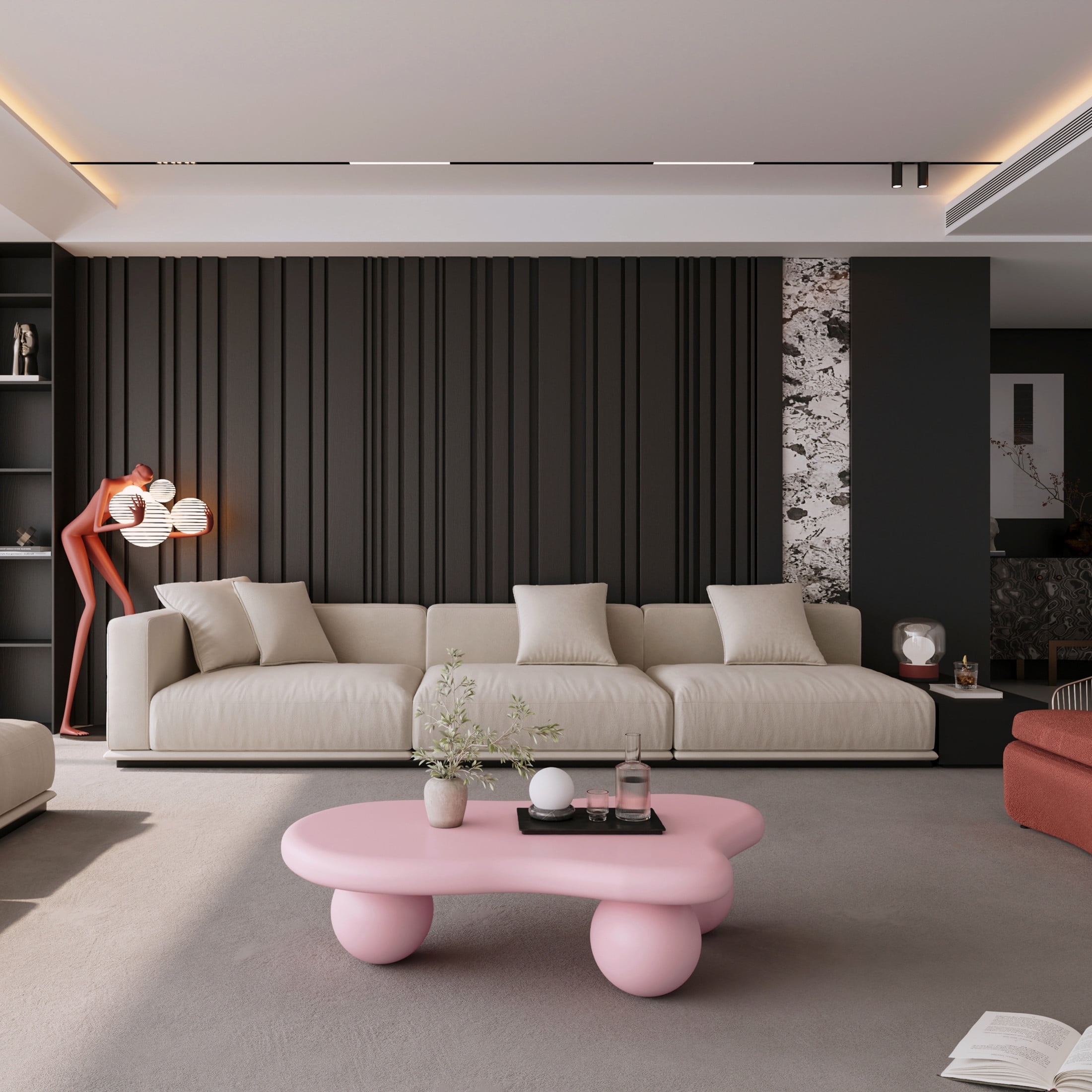 Noble House 40" Cloud Shaped Coffee Table with Ball Legs, Modern ...