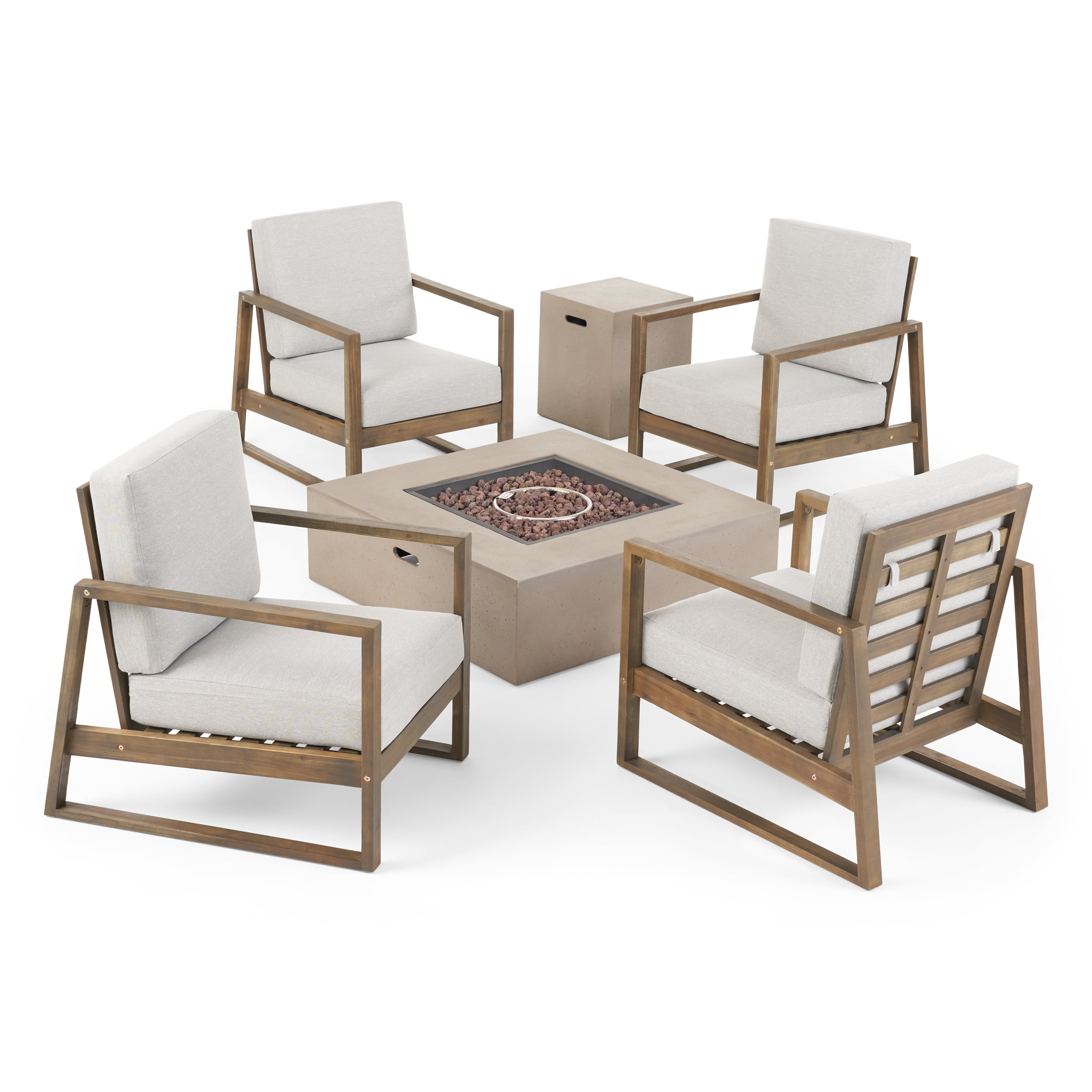 Noble House 5-Piece Acacia Wood Water Resistant Outdoor Chat Sets with ...