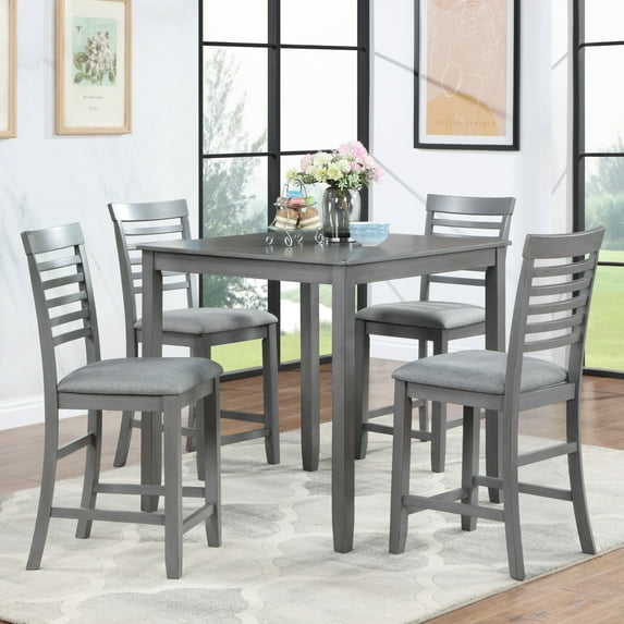 Noble House 5-Piece Counter Height Dining Set, 36"H Square Wooden Table ...