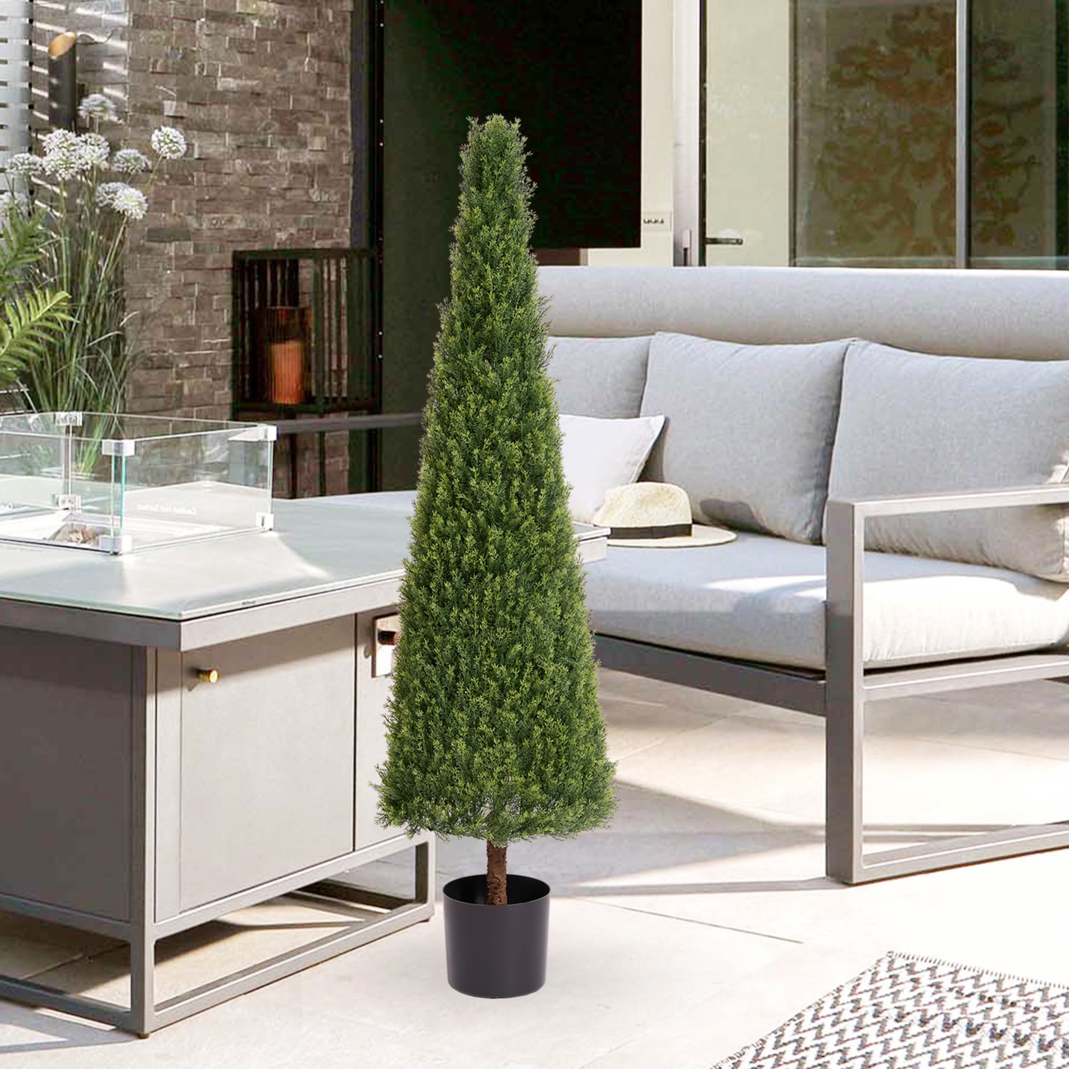Noble House 5FT Artificial Conical Cedar Topiary Tree, Faux Evergreen ...