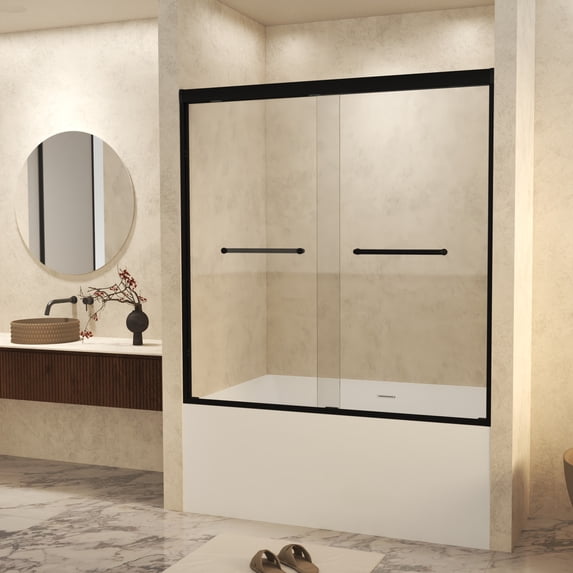 Noble House 60"x60" Double Sliding Shower Door, Aluminum Frame with ...