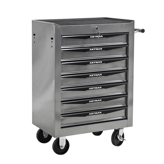 Noble House 7-Drawer Mobile Steel Tool Organizer with Key Lock, Ball ...