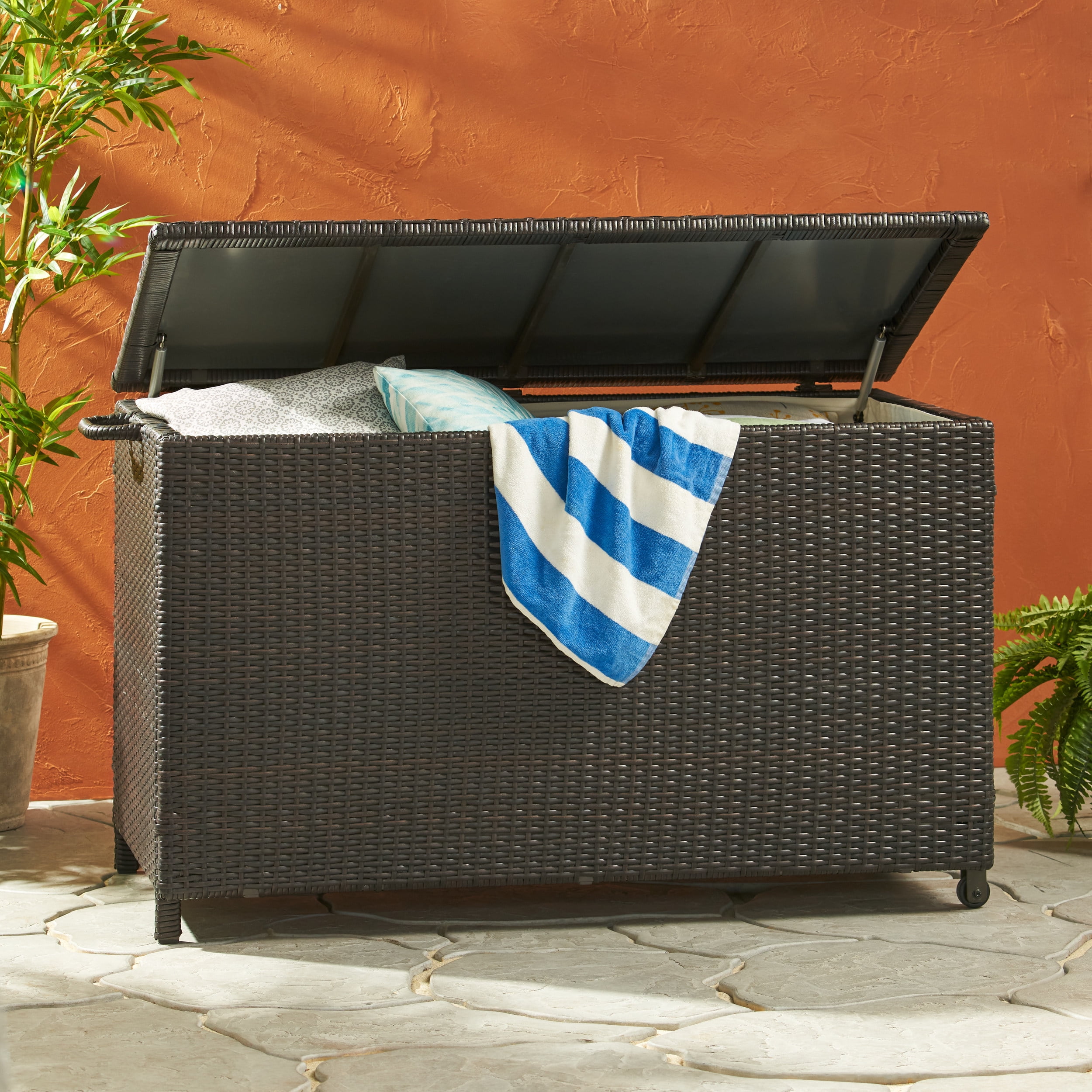Noble House Abrams Small Brown Wicker Cushion Box - Walmart Business ...