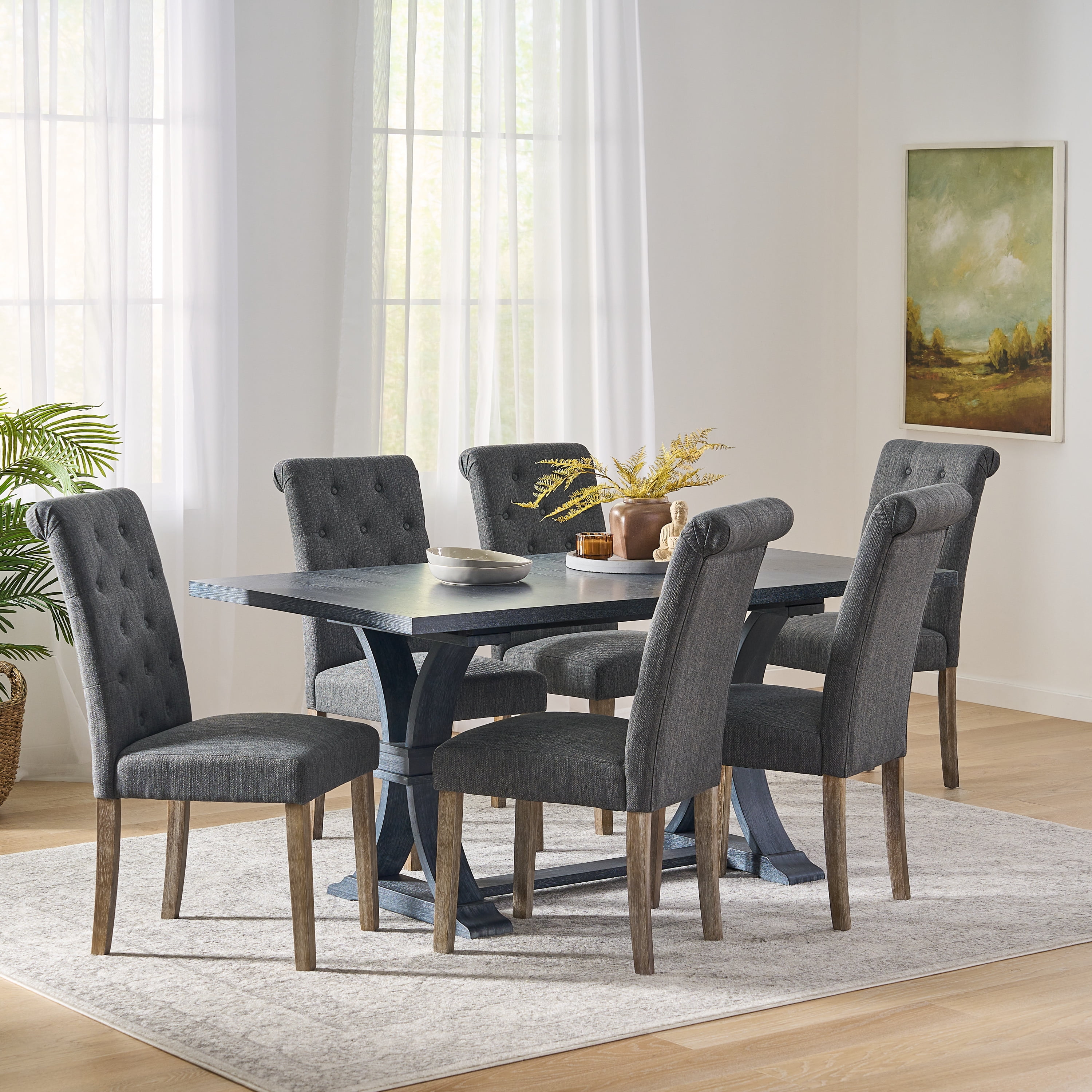 Free Shipping! Noble House Set of 6 Ammy Tufted Dining Chairs, Beige ...