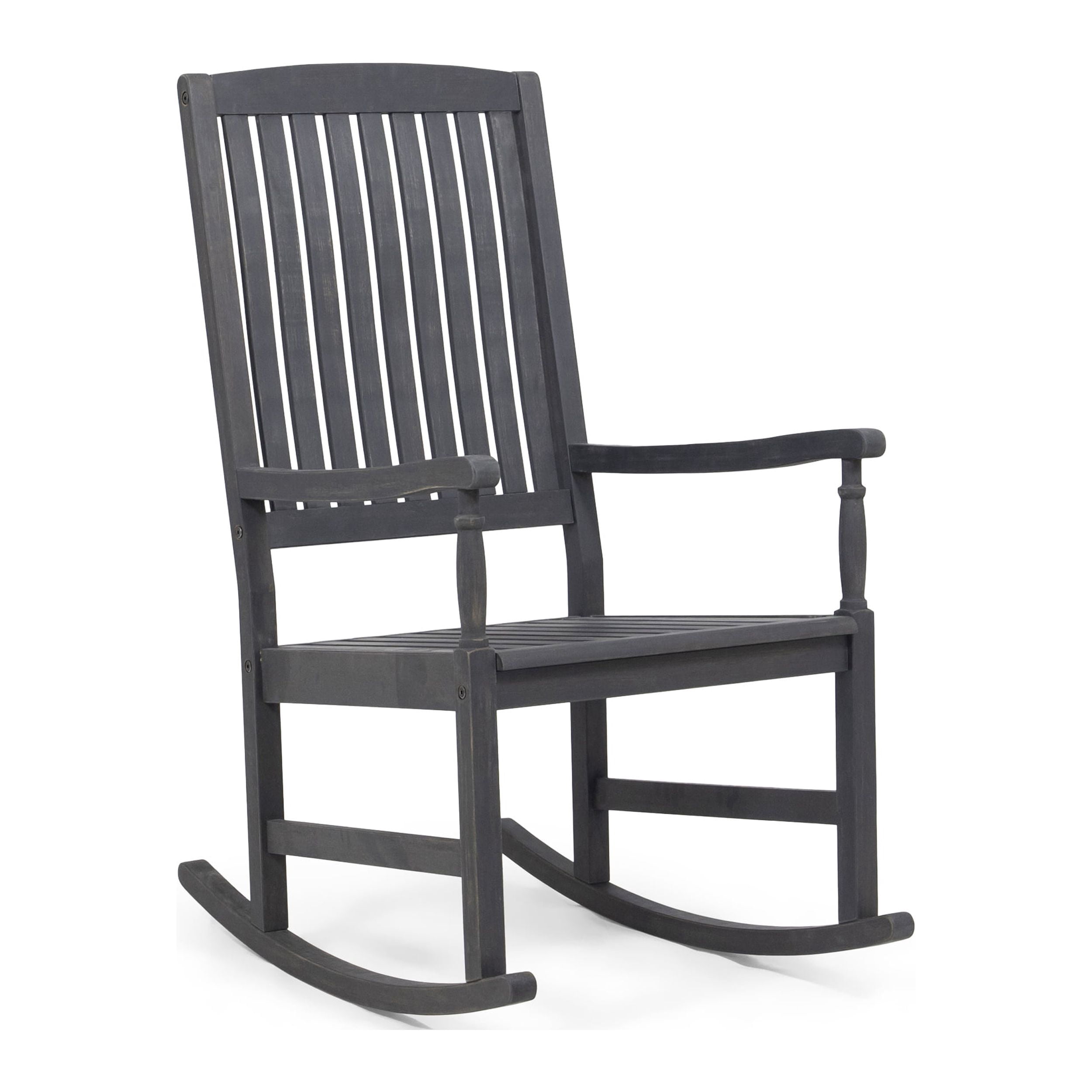 Noble House Arcadia Outdoor Acacia Wood Rocking Chair Dark Gray ...