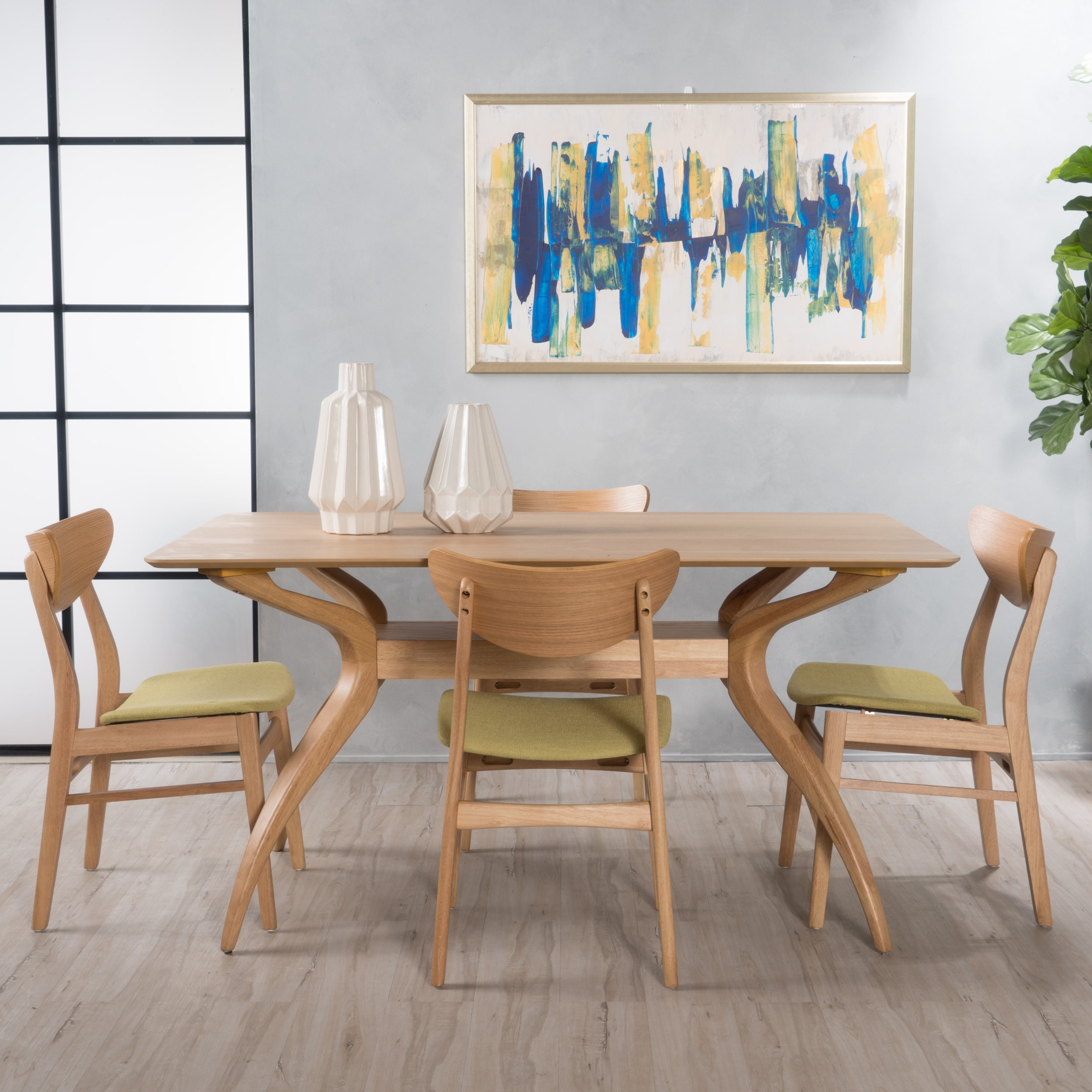 Free Shipping! Noble House Modern 5 Piece Dining Set Natural Oak Table ...