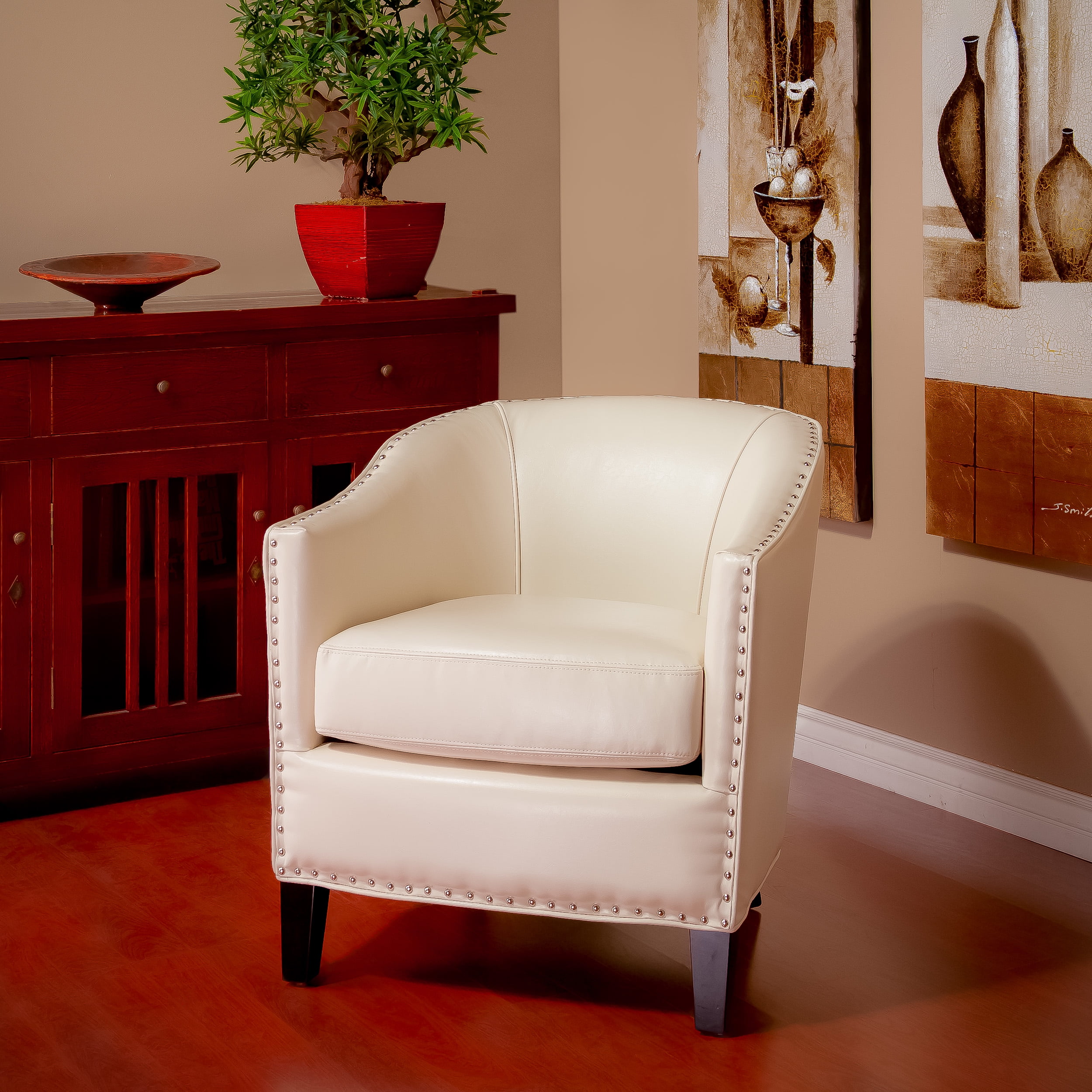 Free Shipping! Noble House Avery Ivory Bonded Leather Club Chair, Plush ...