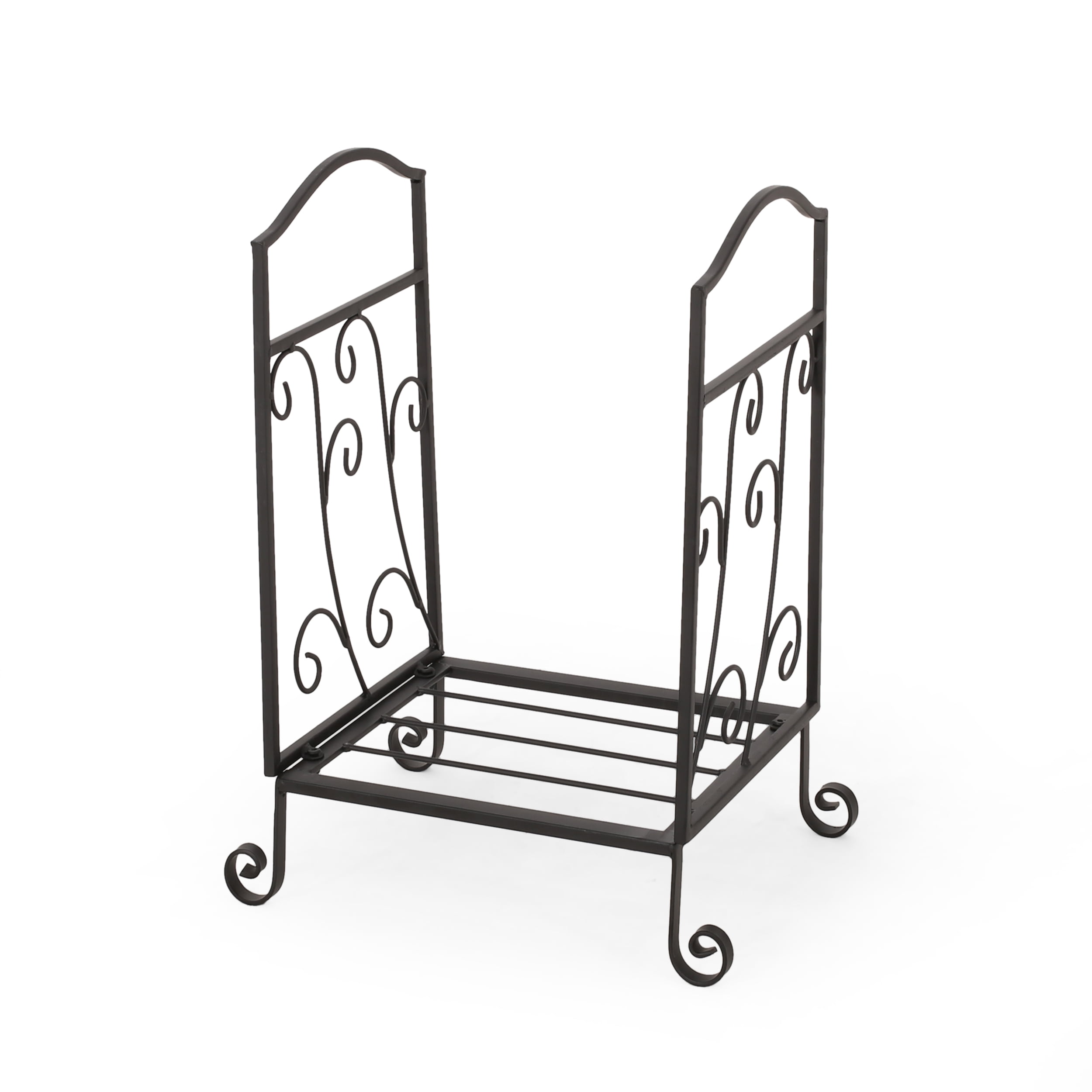 Noble House Bancker Indoor Metal 16.5in. Log Rack, Matte Black ...