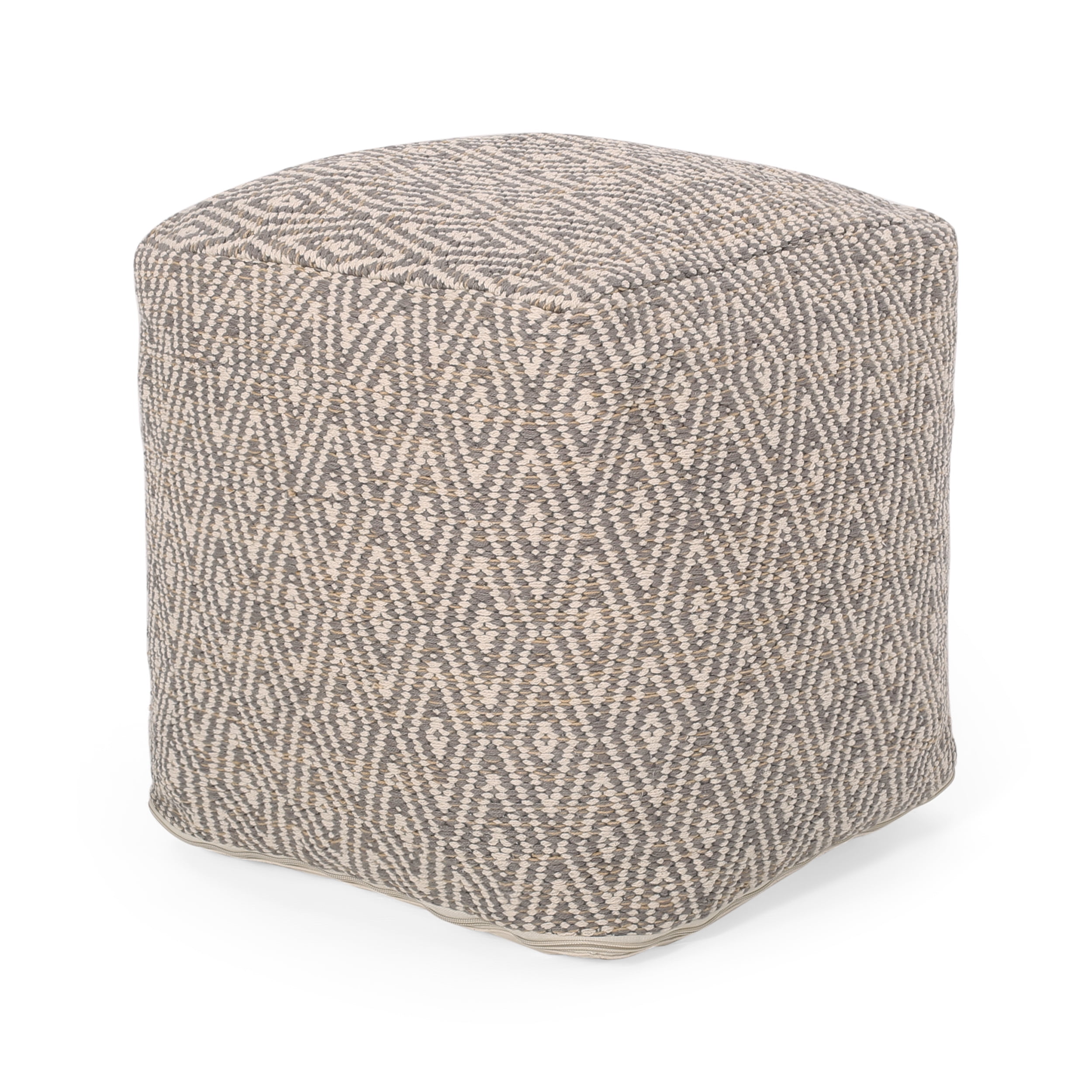 Noble House Boven Cotton Cube Pouf - Design - Brown, Beige - Walmart.com