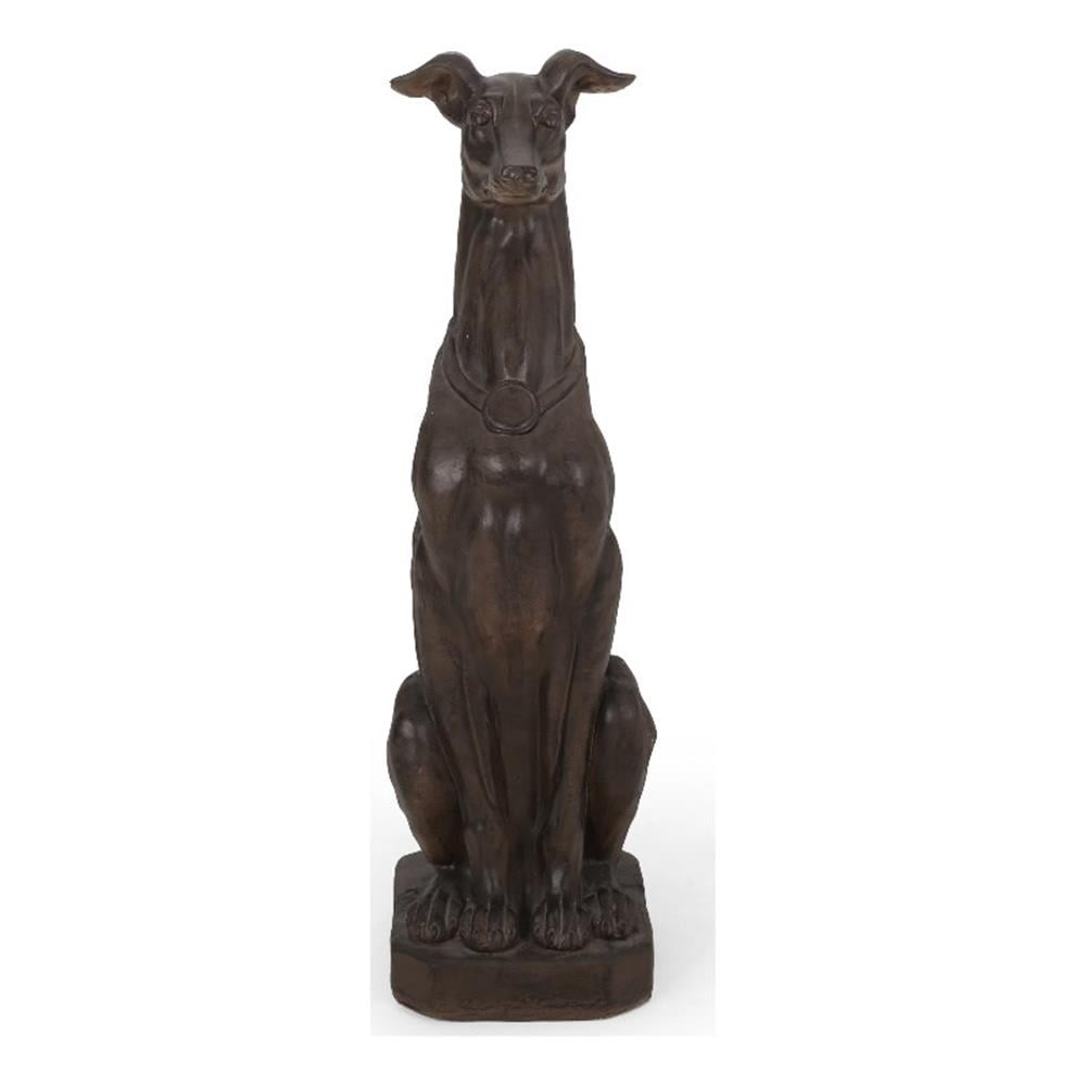 Noble House Brandbury Greyhound Dog Statue in Dark Brown - Walmart.com