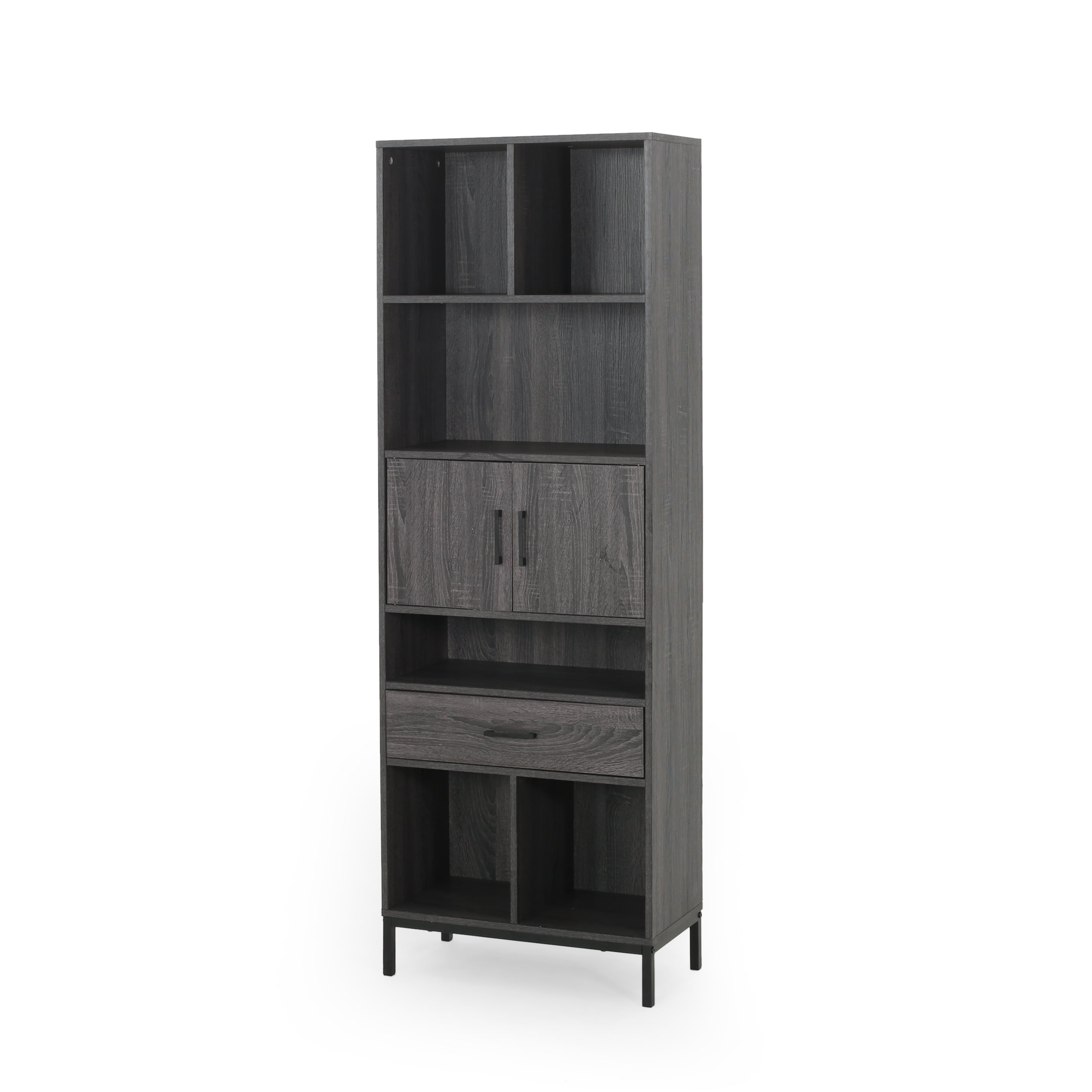 Noble House Briar Contemporary Faux Wood Cube Unit Bookcase, Dark Gray ...