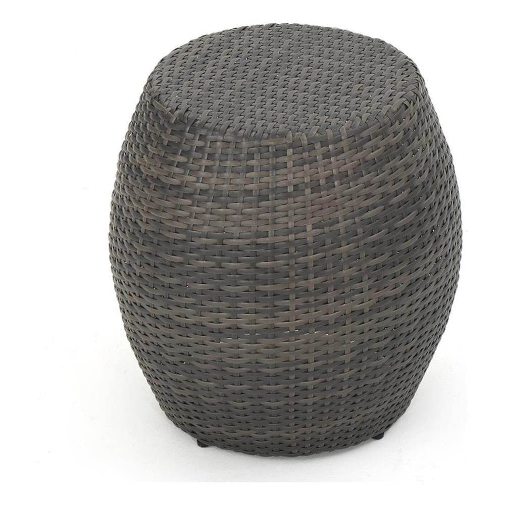 Noble House Canary Outdoor Wicker Barrel Side Table in Gray - Walmart.com