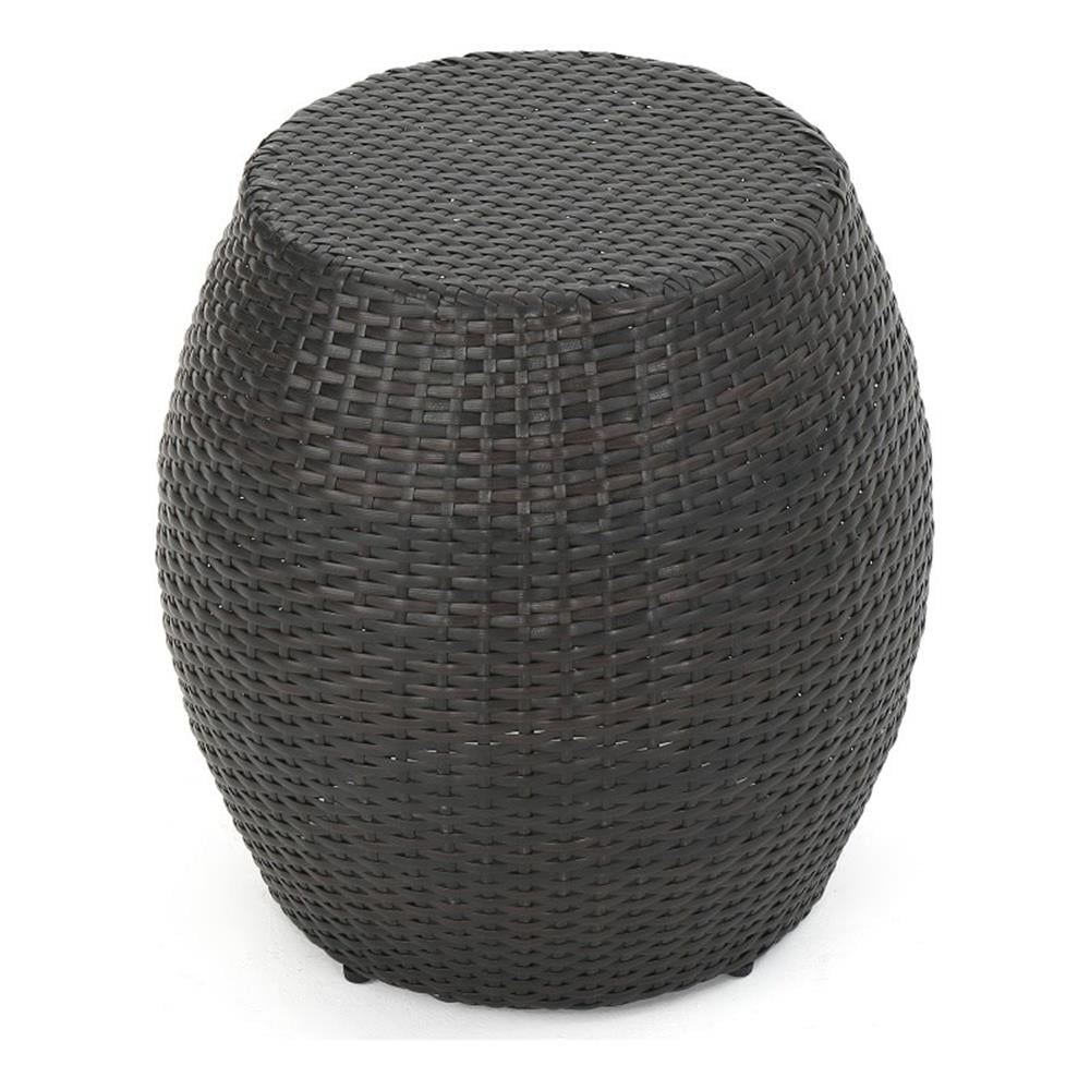 Noble House Canary Outdoor Wicker Barrel Side Table in Multibrown ...