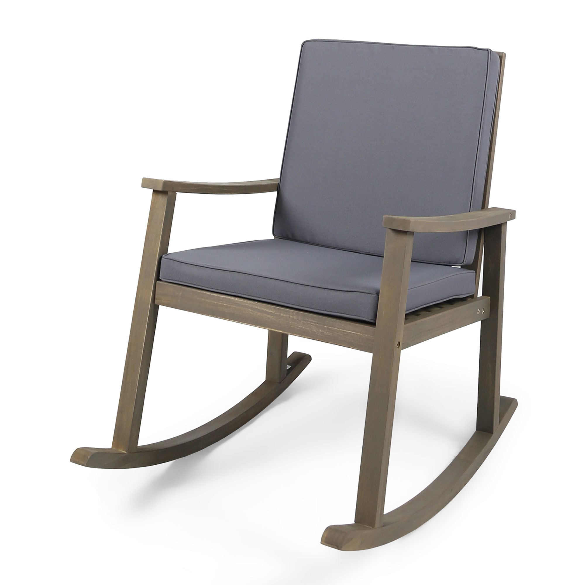 Noble House Candel Outdoor Acacia Wood Rocking Chair Grey with Dark ...
