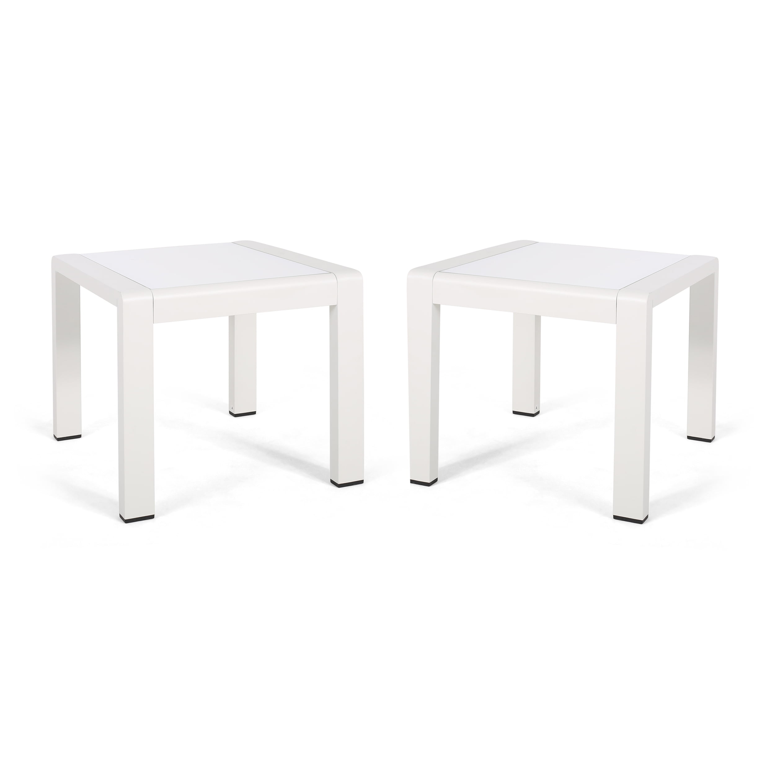 Noble House Cape Coral Outdoor Aluminum Side Table in Matte White (Set of 2) - Walmart.com
