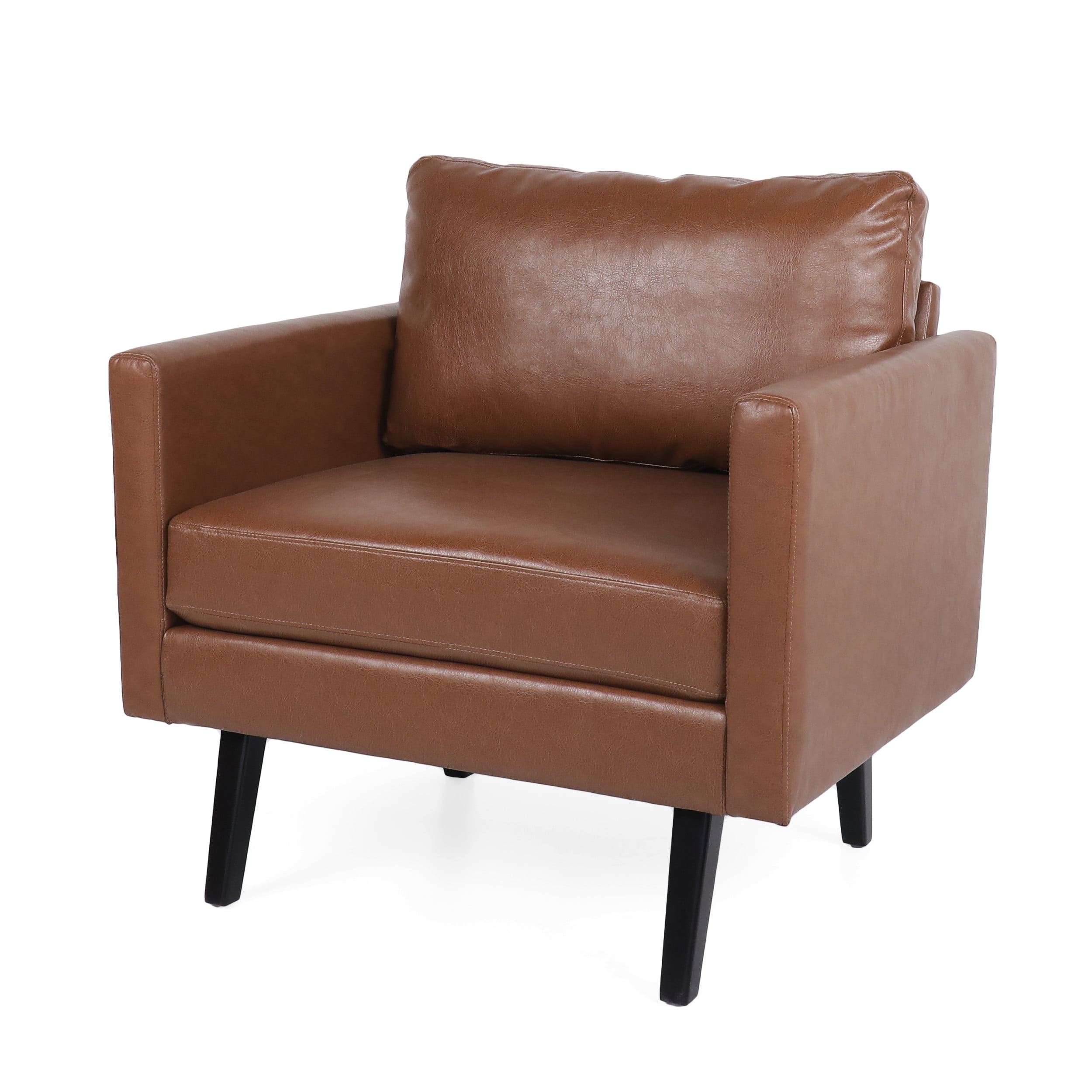 Noble House Faux Leather Club Chair, Cognac Brown, Mid Century Modern ...