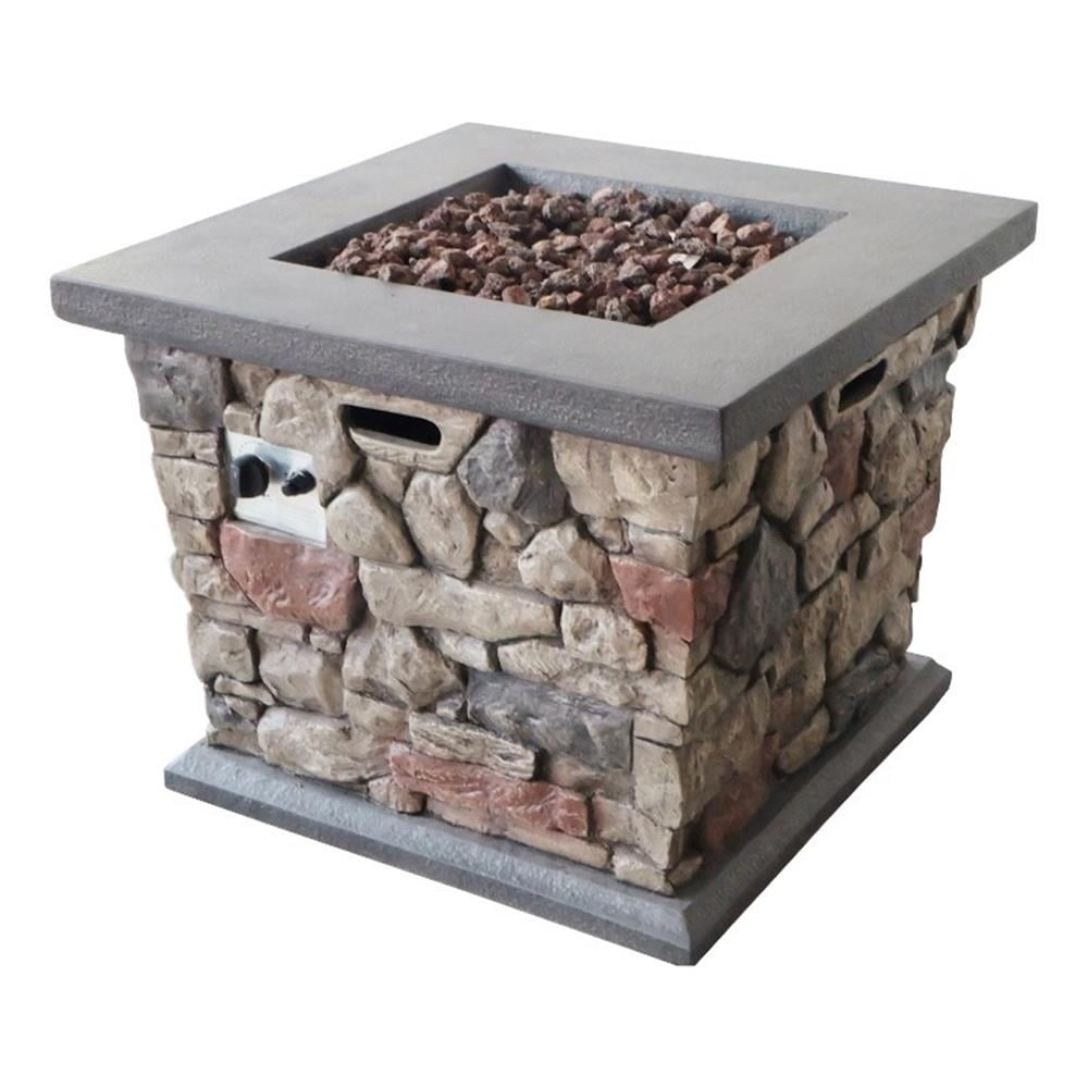 Noble House Carson Outdoor Square Fire Pit in Stone - Walmart.com