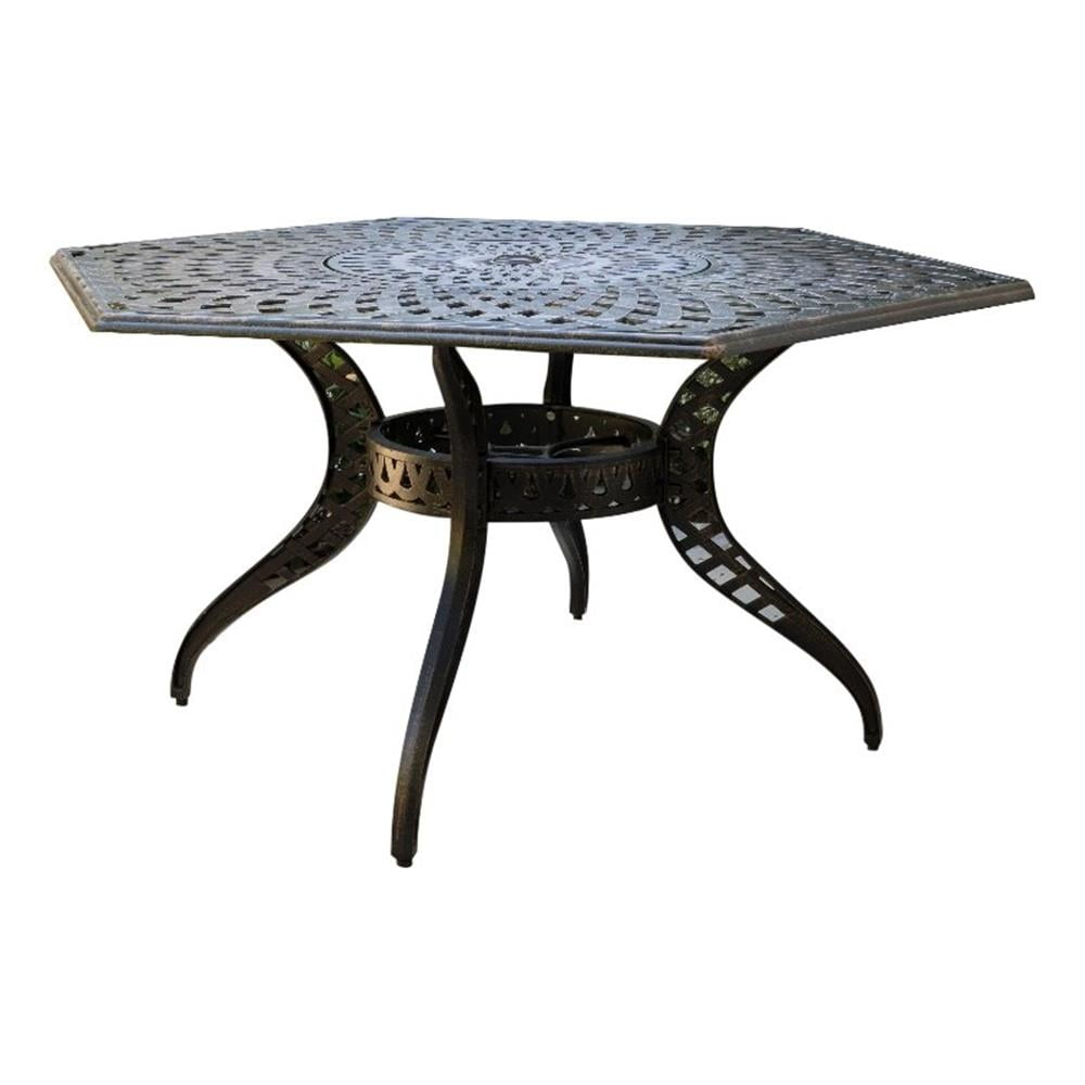 Noble House Cayman Traditional Outdoor Hexagonal Dining Table in Black ...